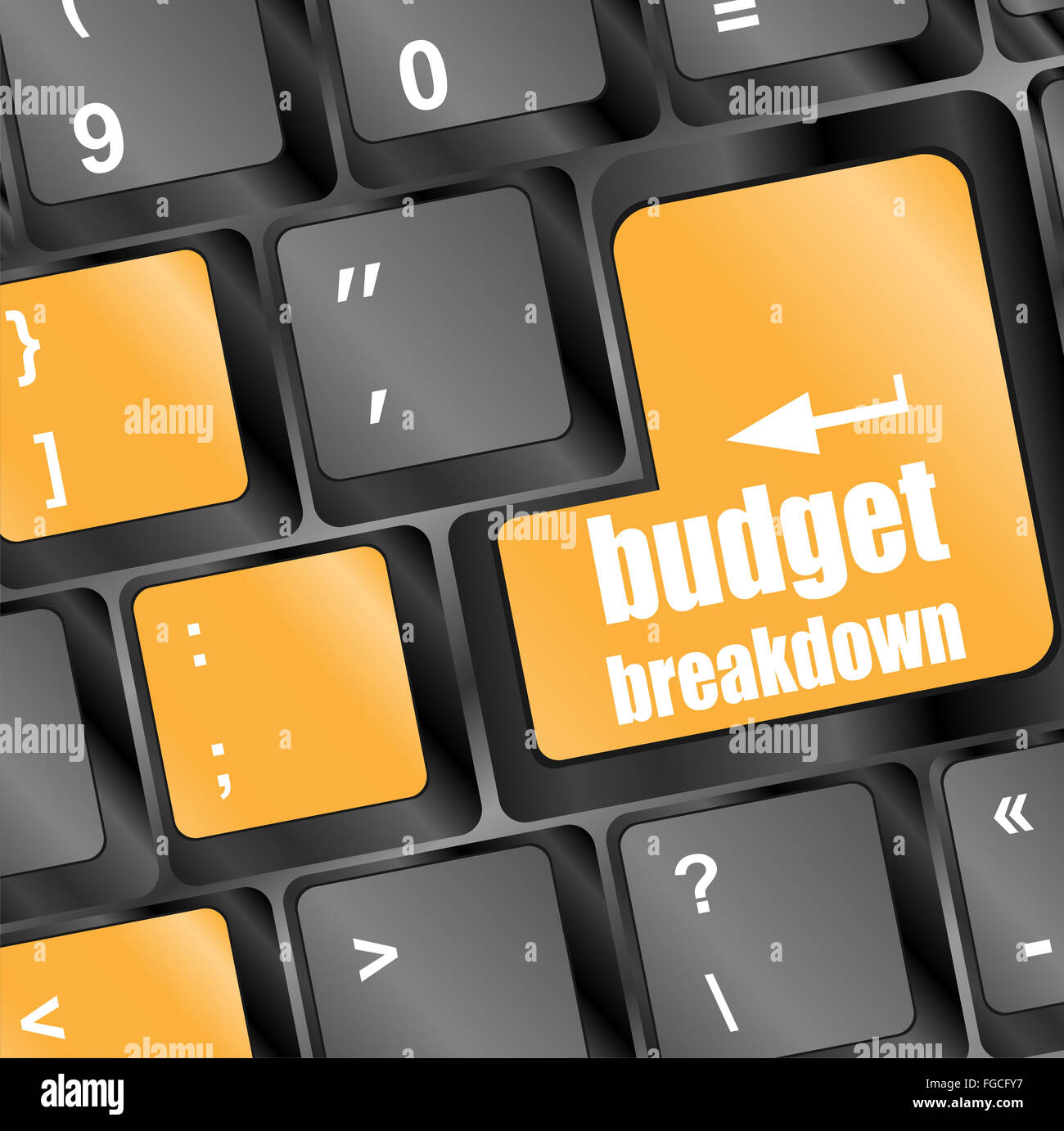budget breakdown words on computer pc keyboard keys Stock Photo - Alamy