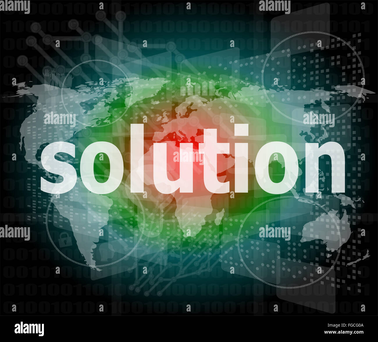 The word solution on digital screen, business concept Stock Photo - Alamy