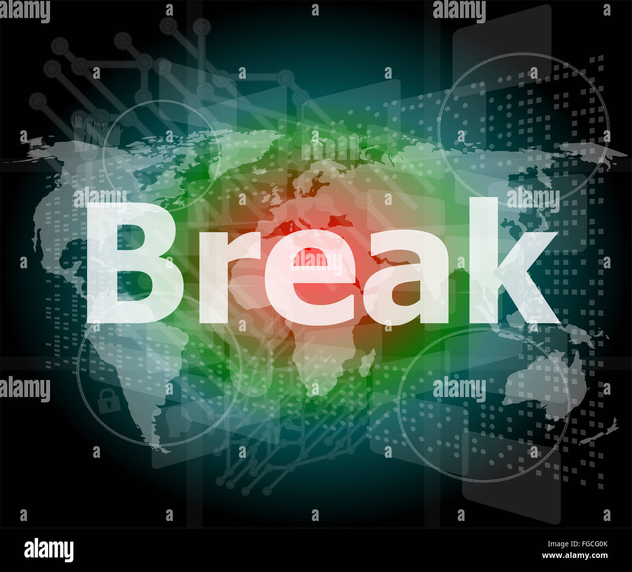 The word break on digital screen, business concept Stock Photo - Alamy