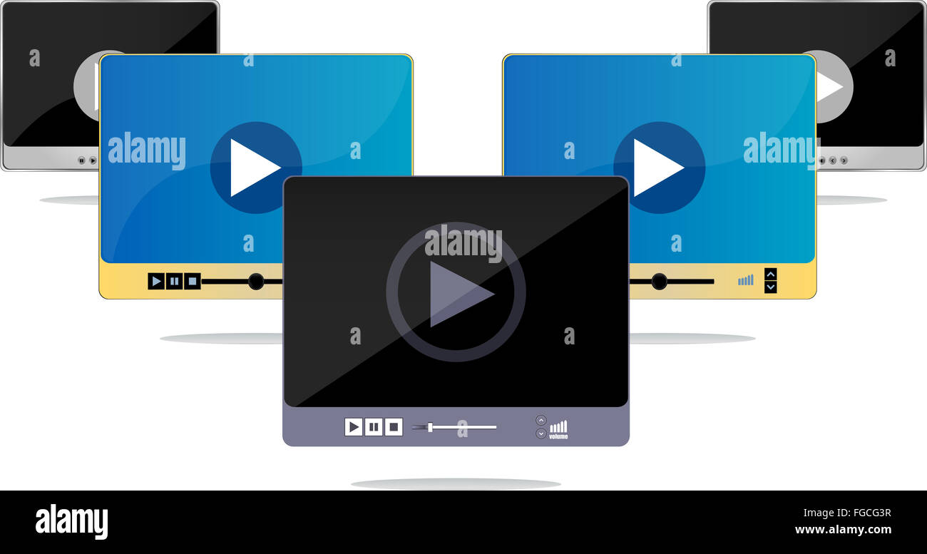 Media player interface set with play button Stock Photo - Alamy