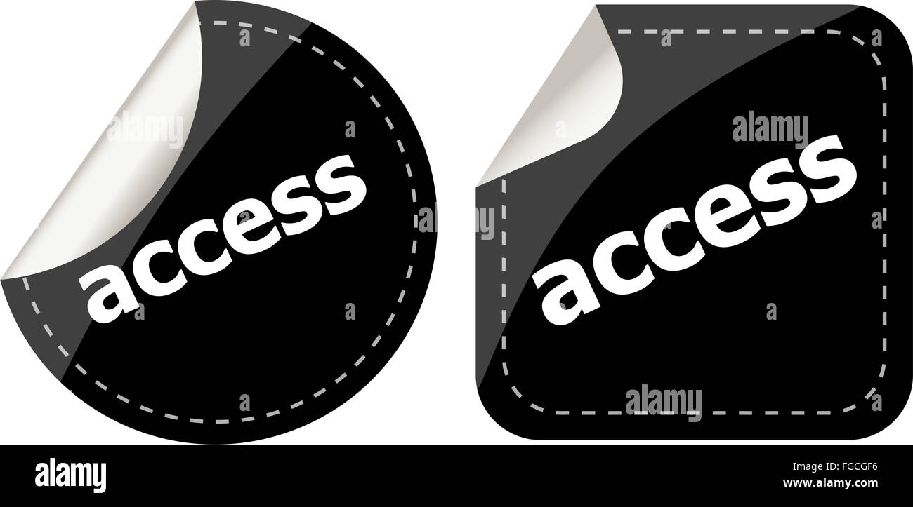 black access stickers set on white, icon button Stock Photo - Alamy