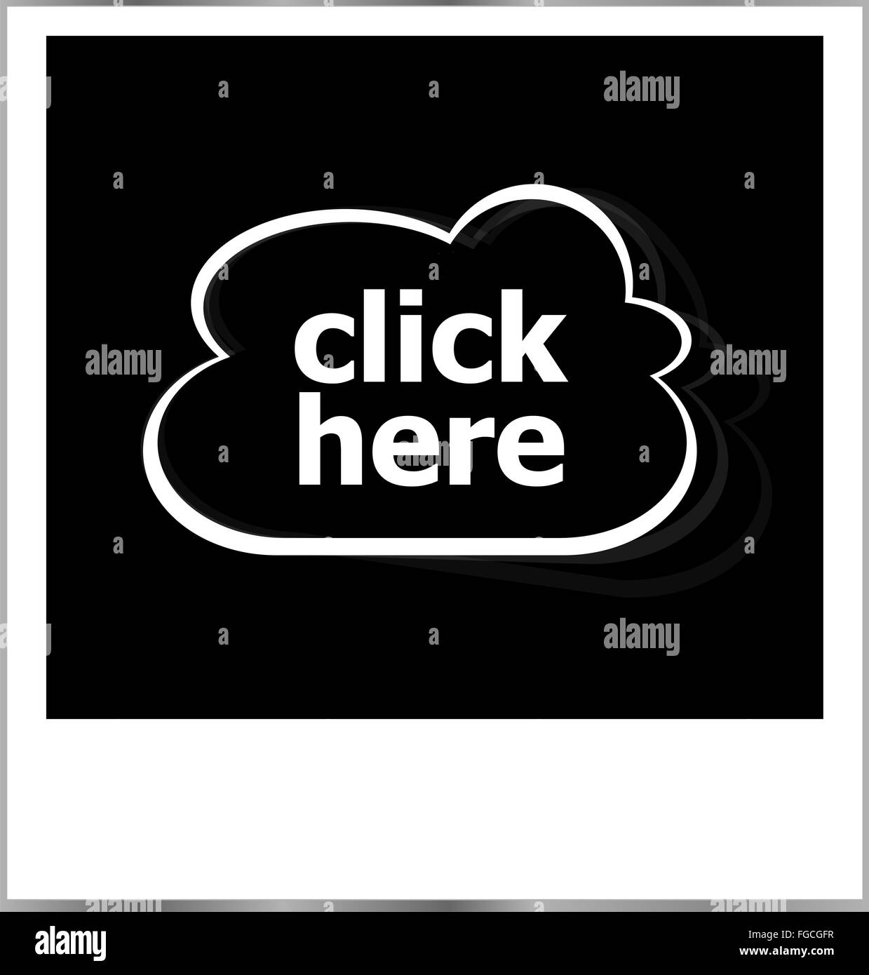 click here word business concept, photo frame isolated on white Stock ...