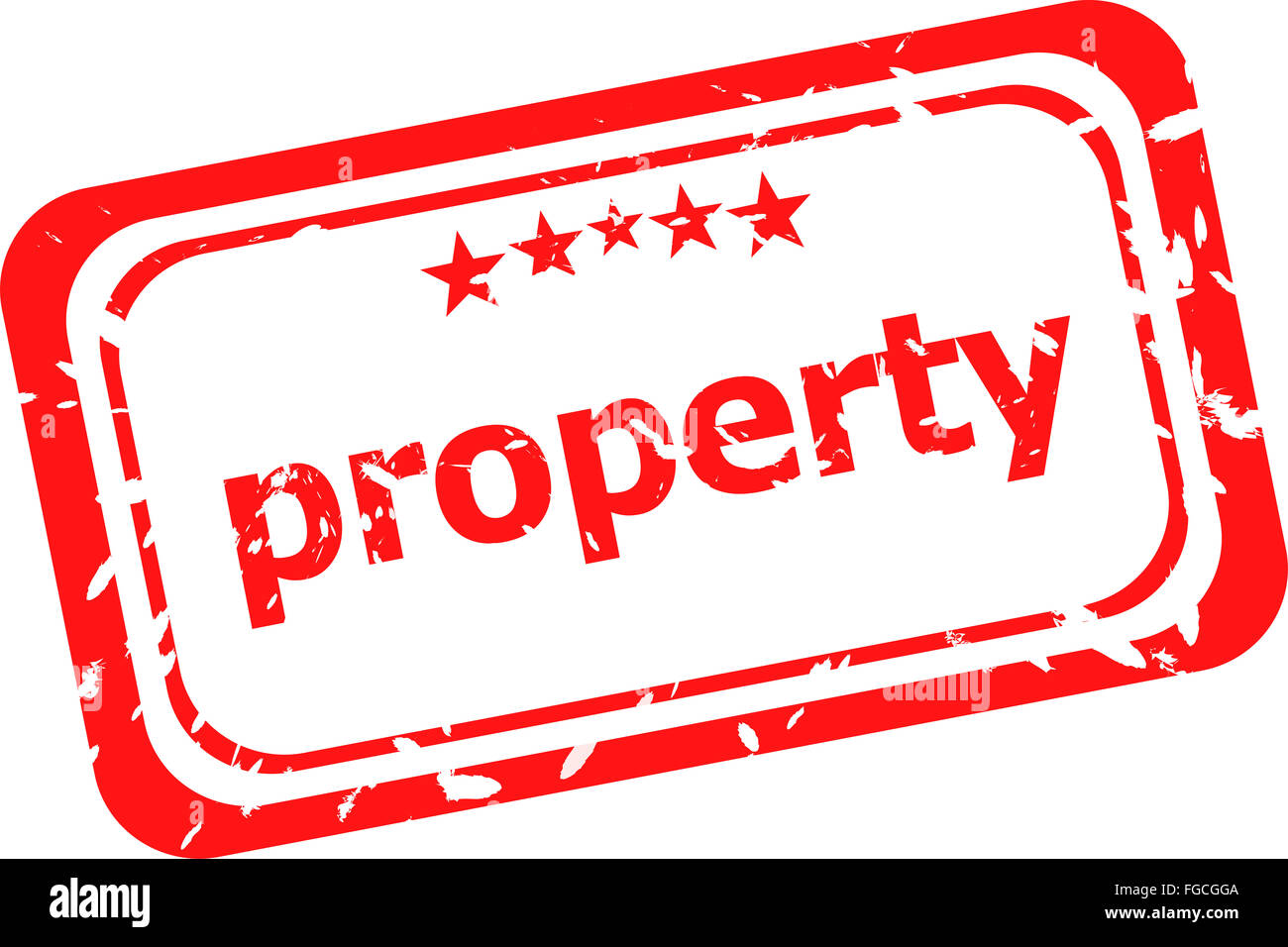 property on red rubber stamp over a white background Stock Photo - Alamy