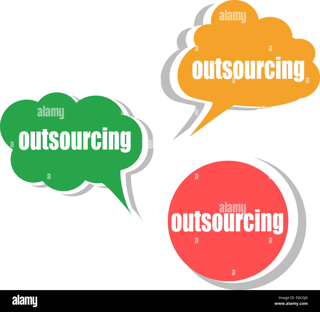 outsourcing. Set of stickers, labels, tags. Business banners, Template ...