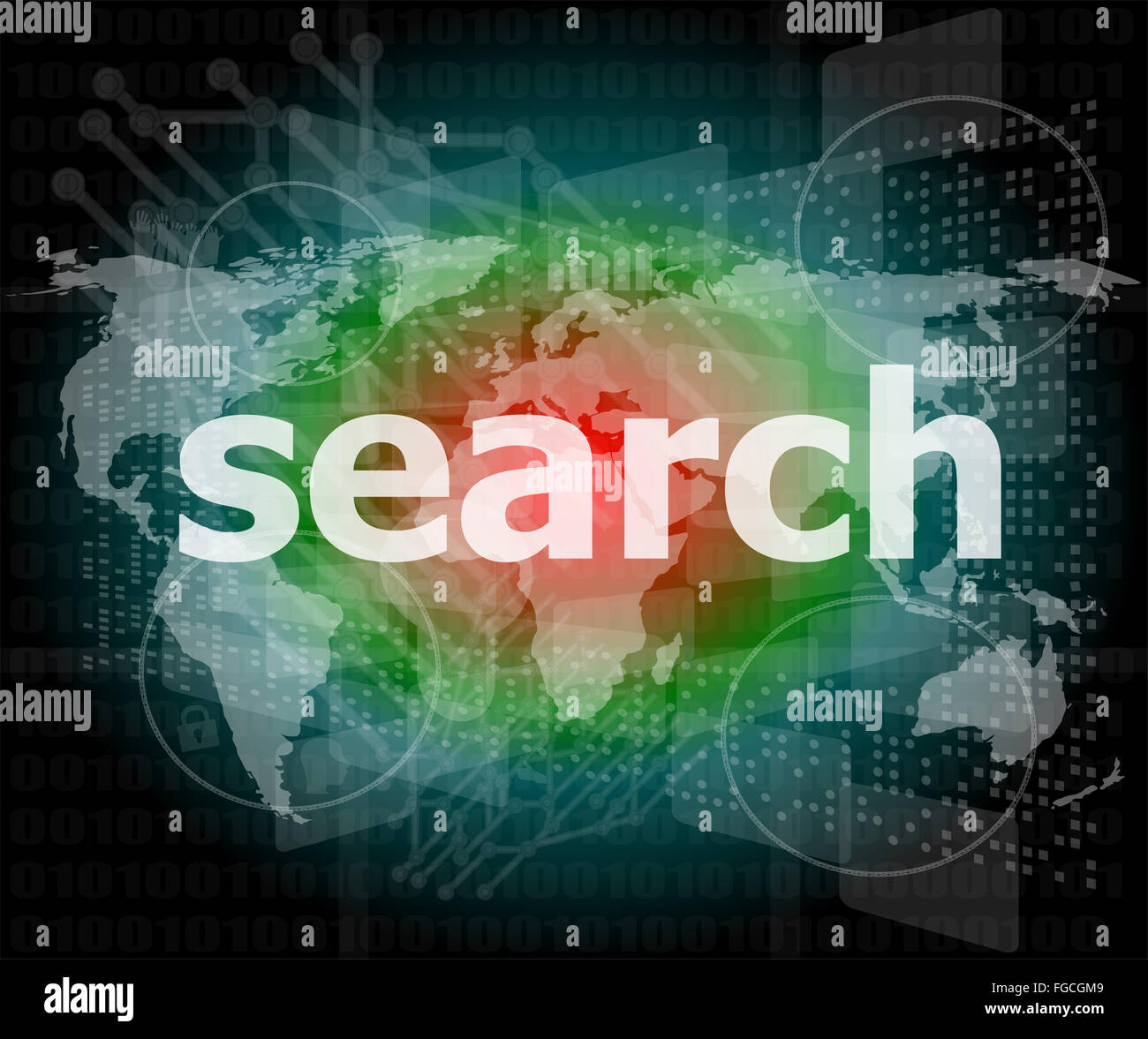 SEO web development concept: words Search on digital background Stock ...