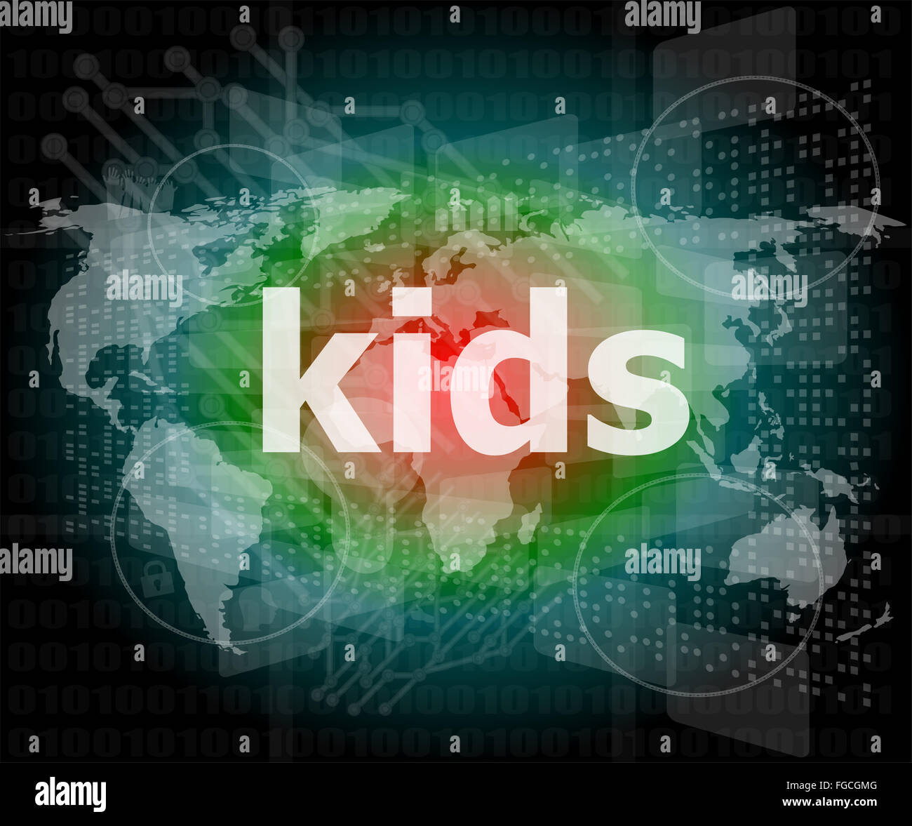kid word on a virtual digital background, raster Stock Photo - Alamy