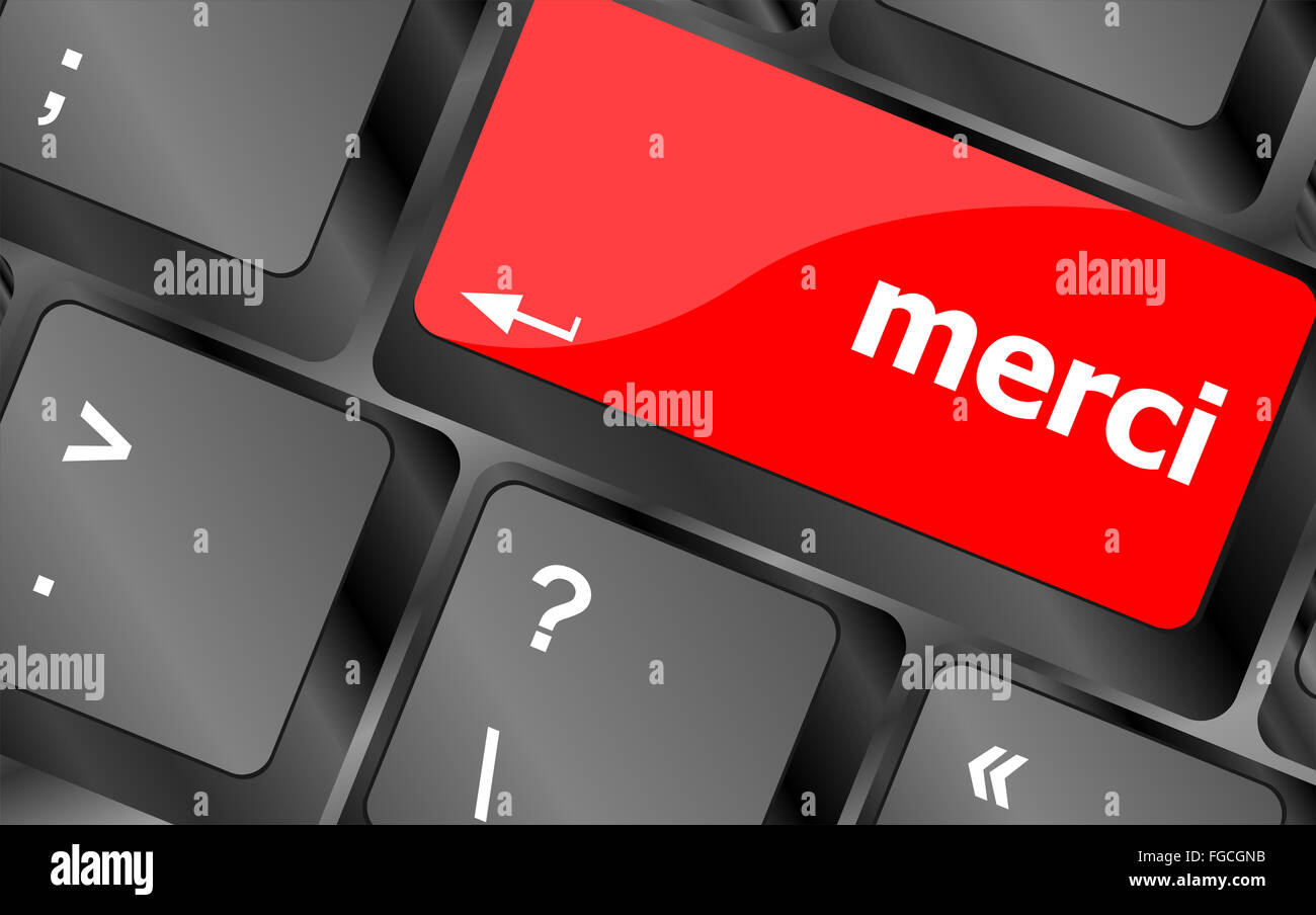 merci word on computer keyboard key Stock Photo - Alamy