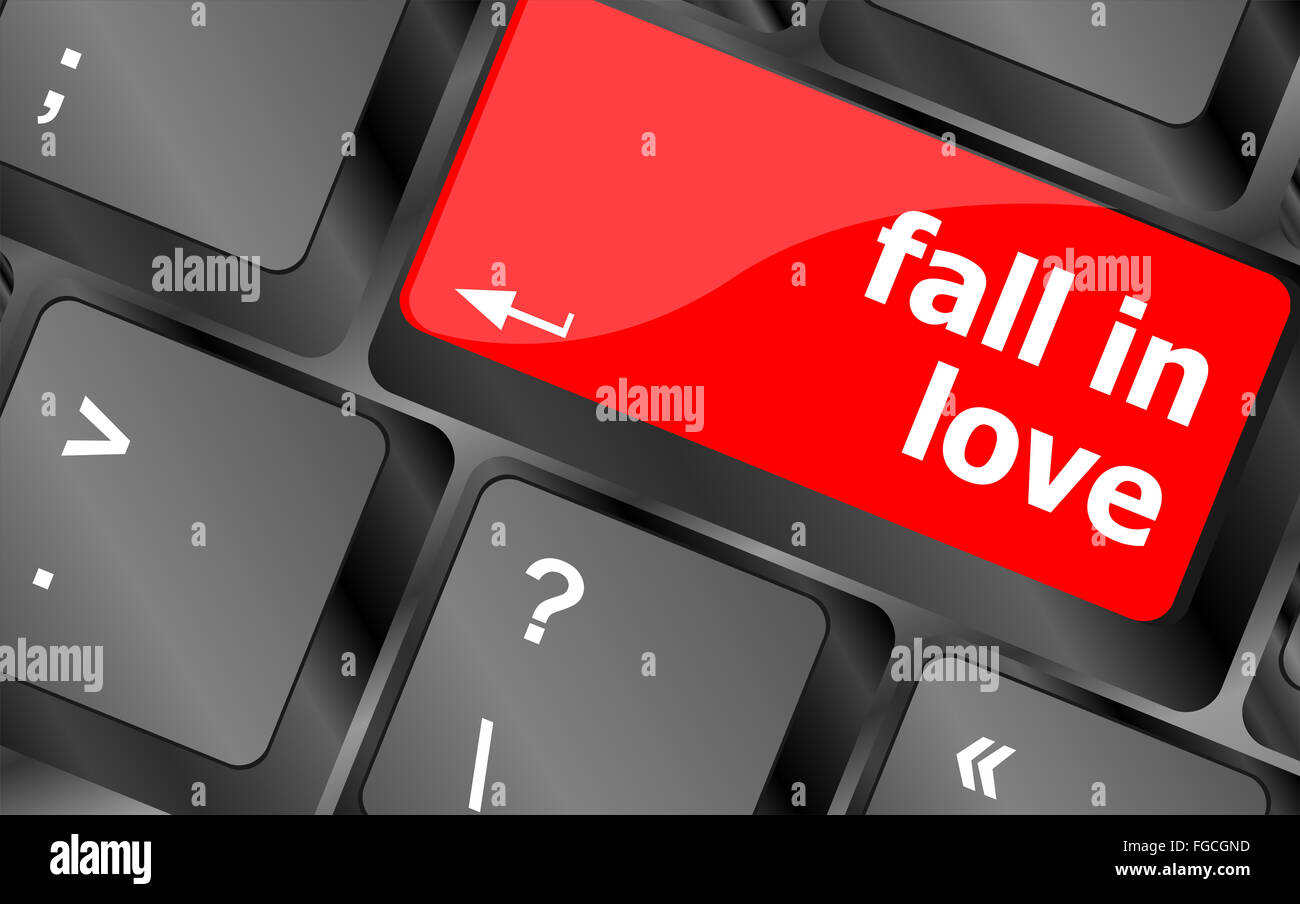 Modern keyboard key with words fall in love Stock Photo - Alamy