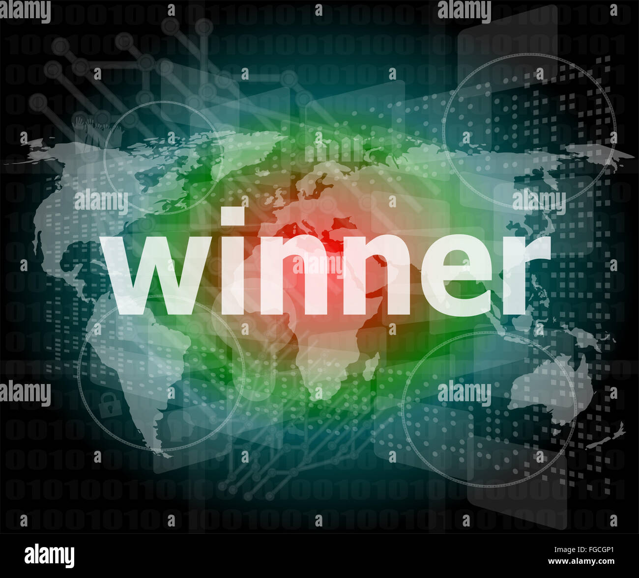 winner, green digital background, global internet concept Stock Photo ...