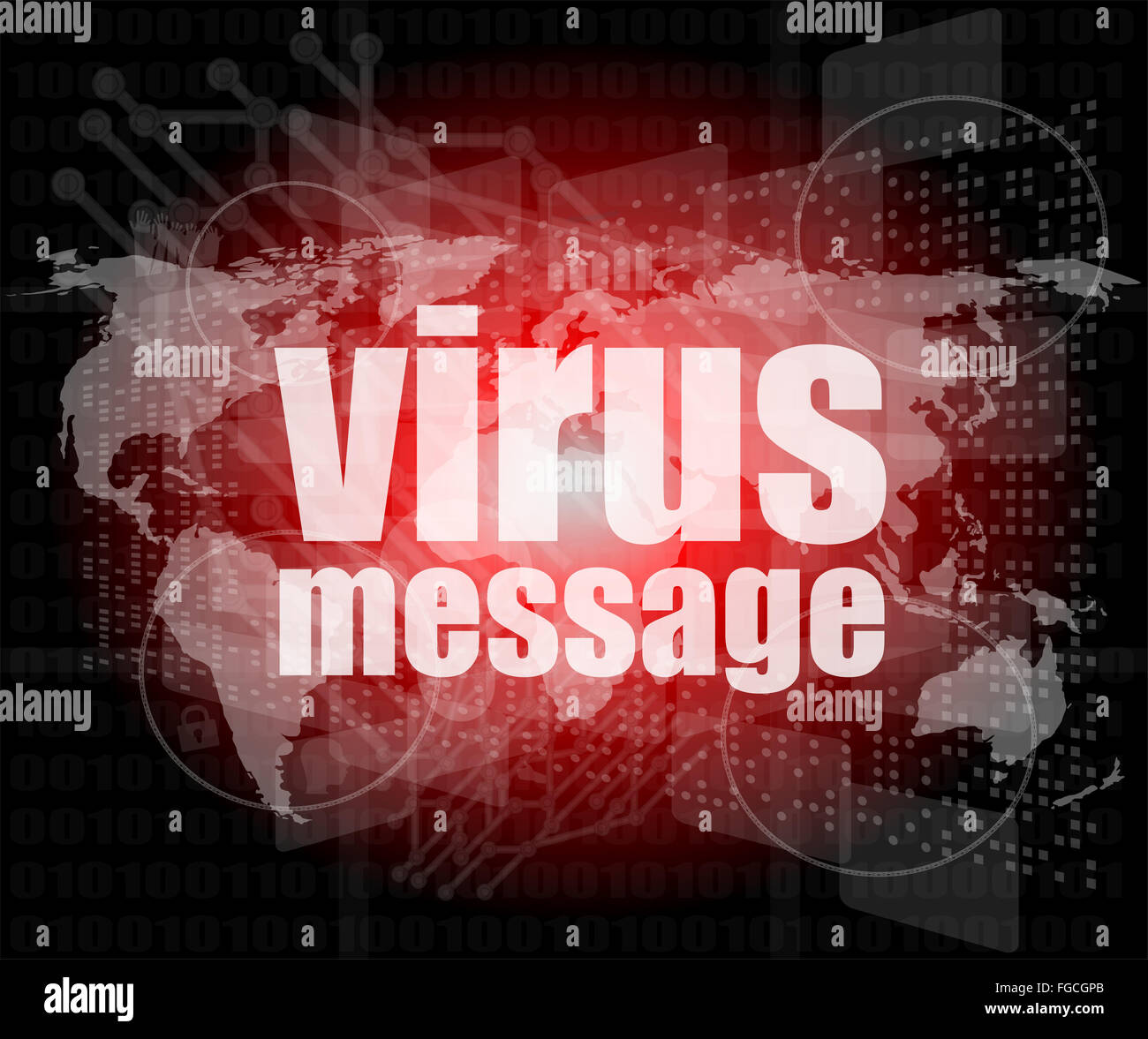 internet concept: words virus message on digital screen Stock Photo - Alamy