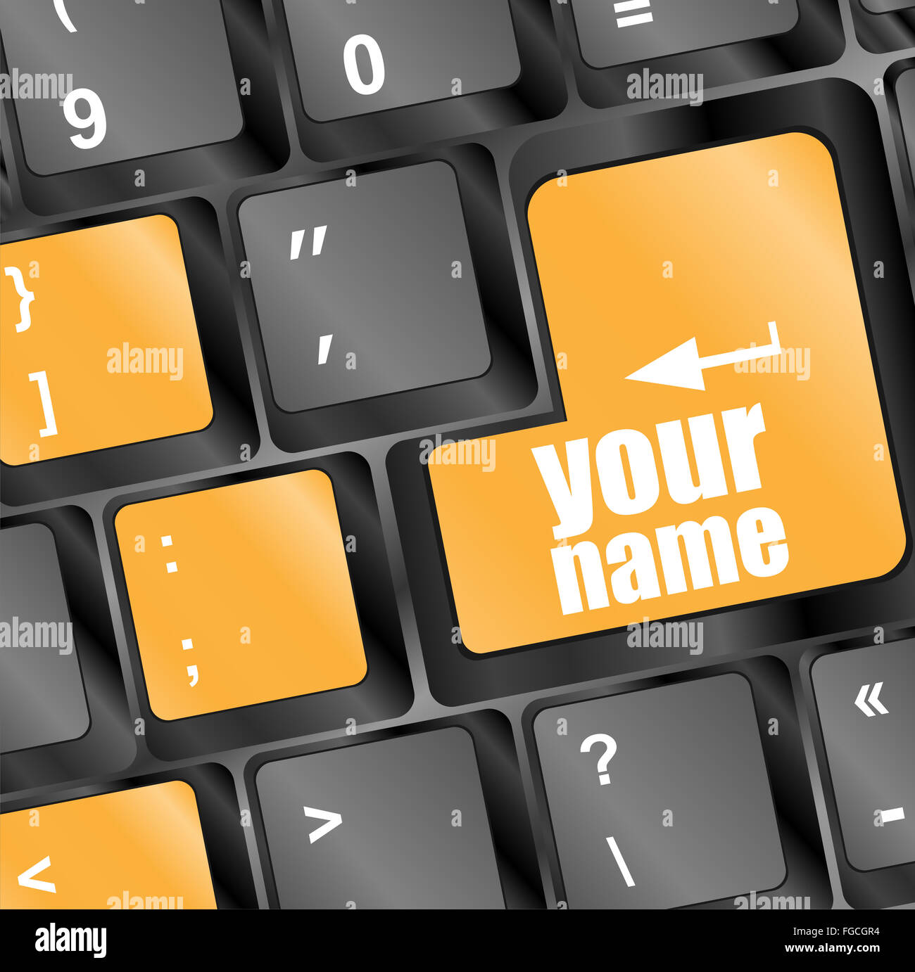 your name button on keyboard key close-up Stock Photo - Alamy