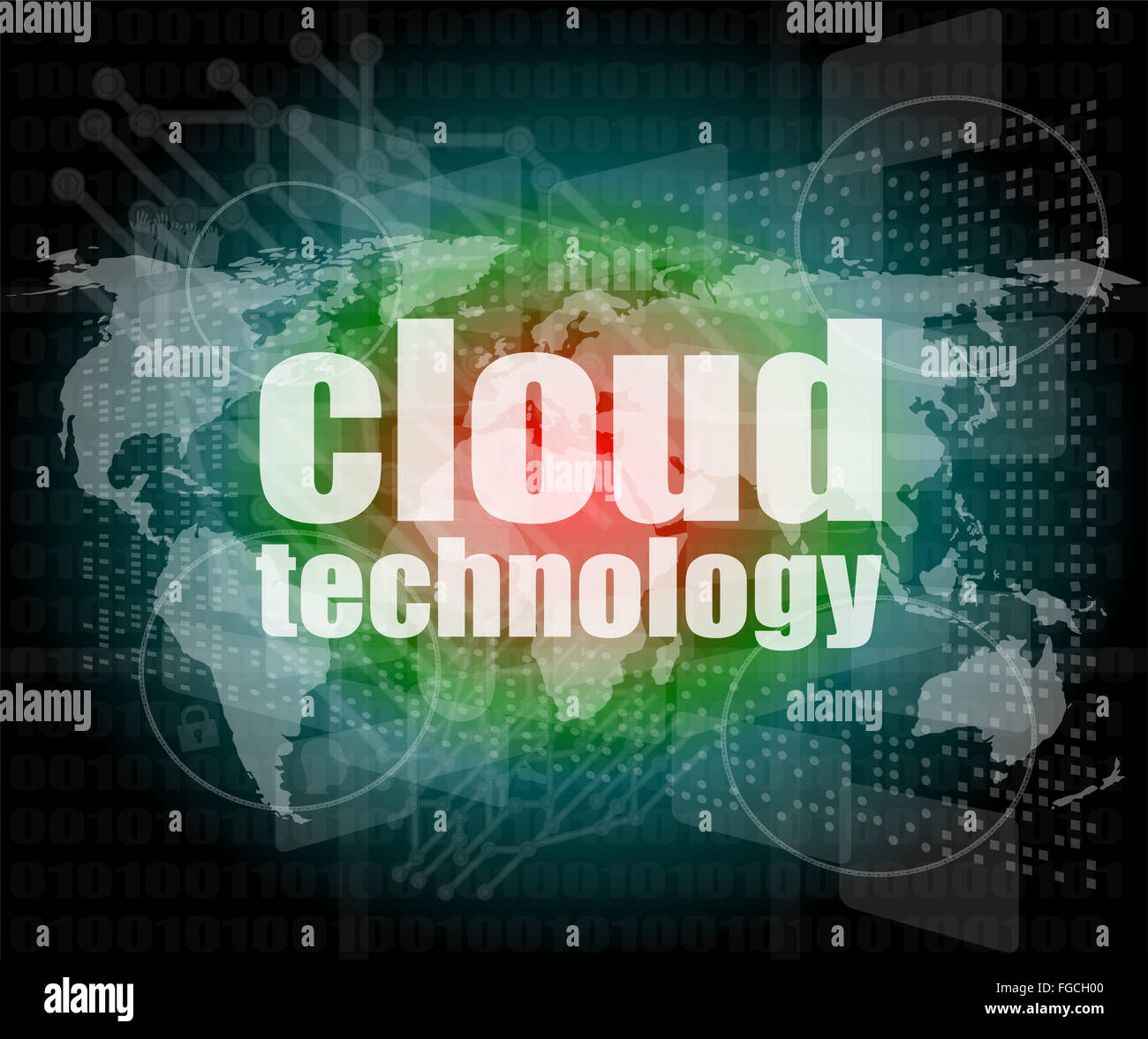 words cloud technology on digital screen, information technology ...