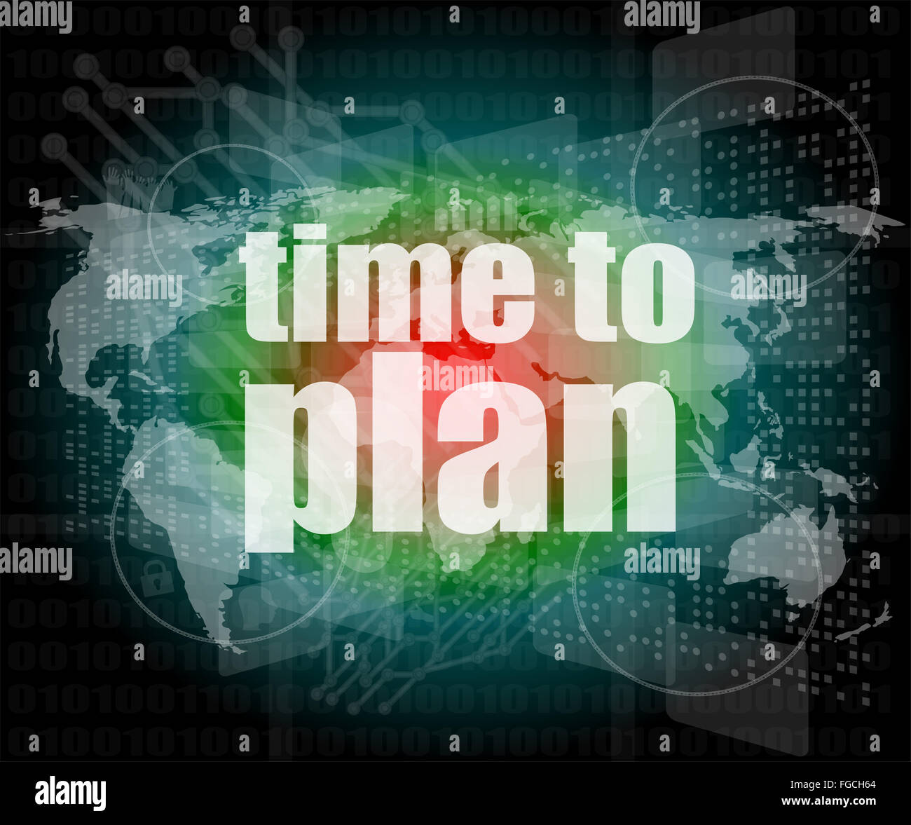 illustration of touch screen with time to plan words Stock Photo - Alamy