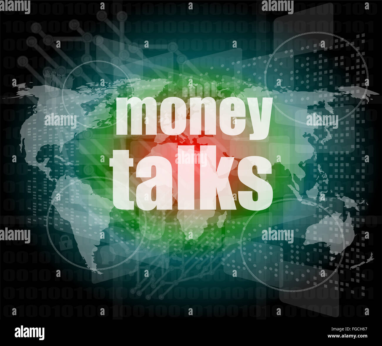 money talks words on digital touch screen Stock Photo - Alamy