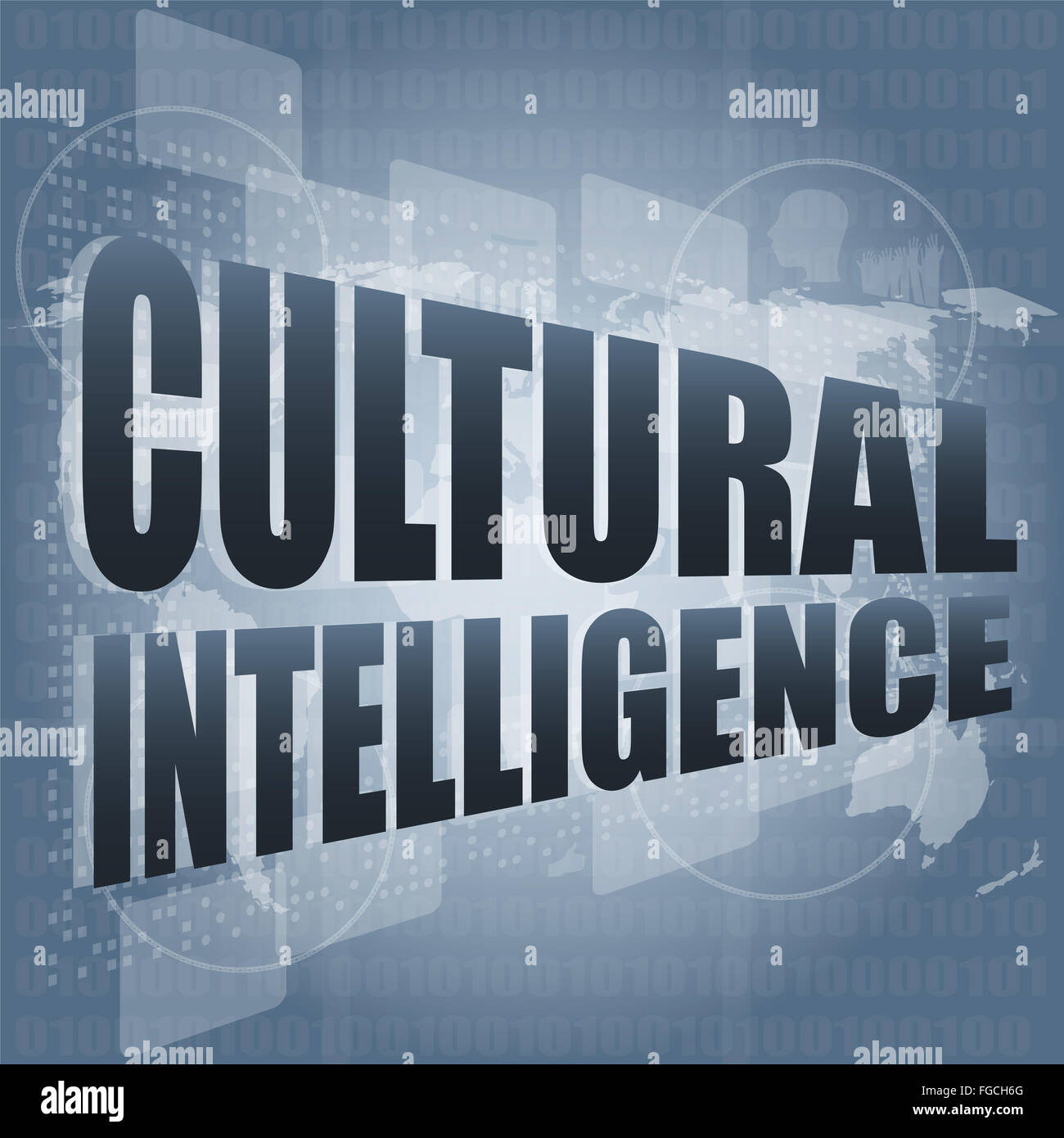 cultural intelligence words on digital screen with world map Stock ...