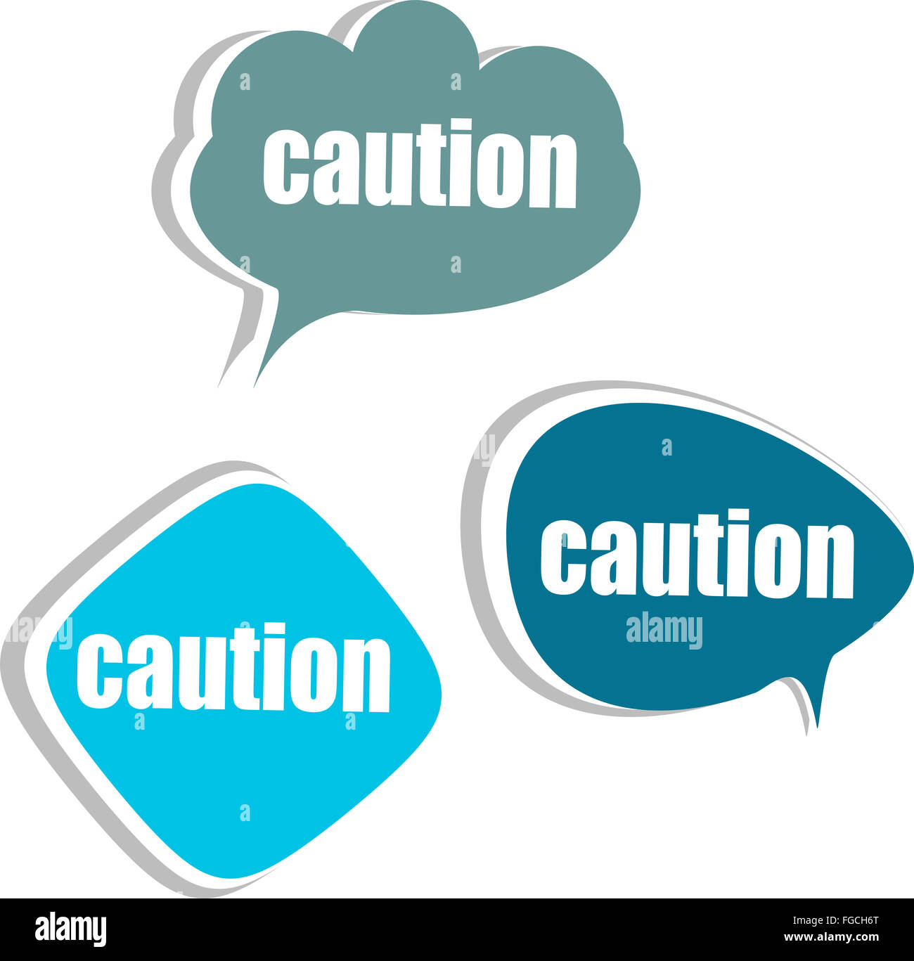 caution word on modern banner design template. set of stickers, labels ...