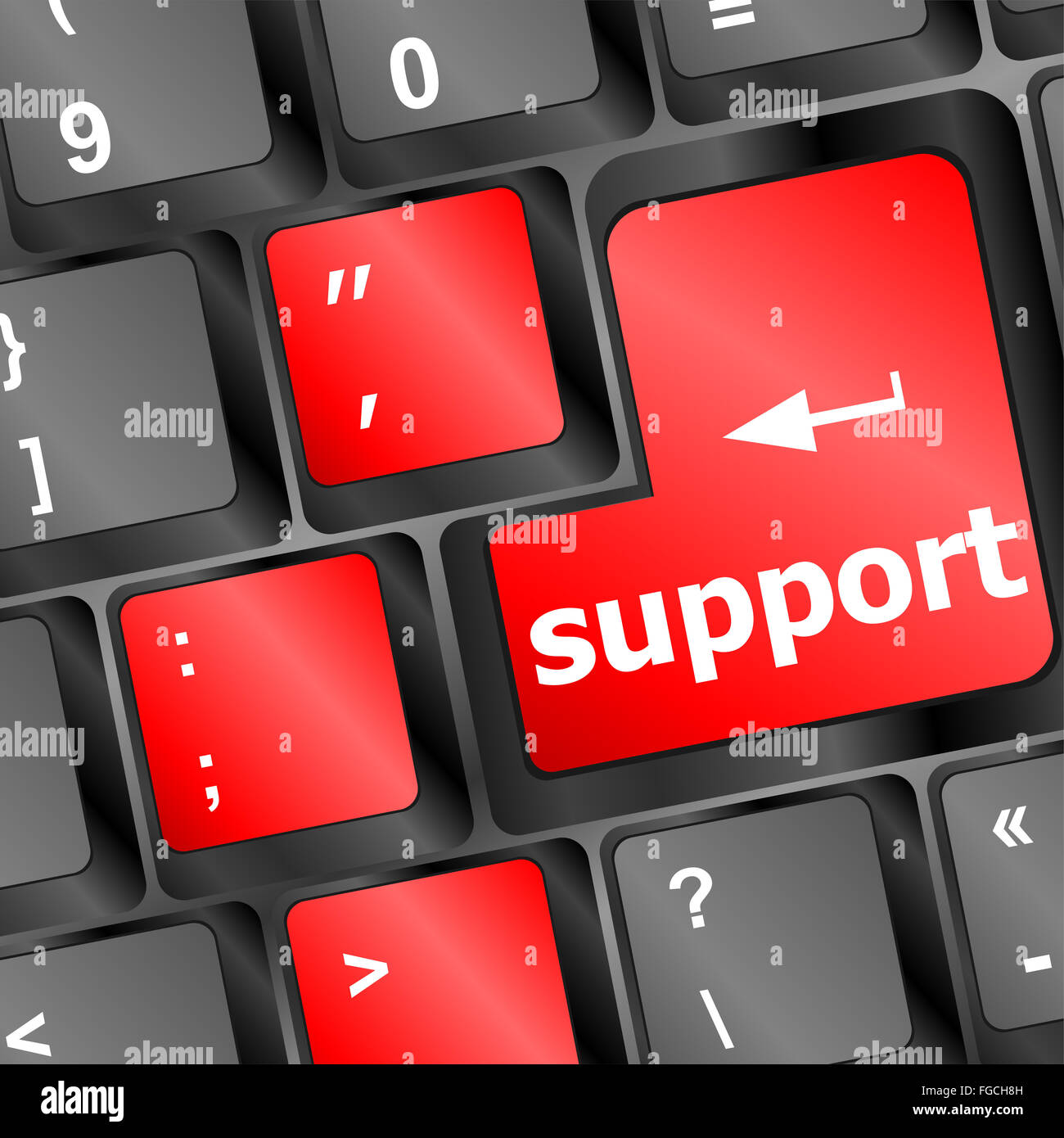 keyboard key with support button Stock Photo - Alamy