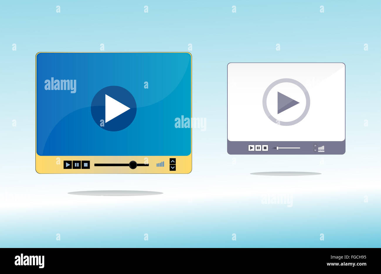 Media player interface set with play button Stock Photo - Alamy