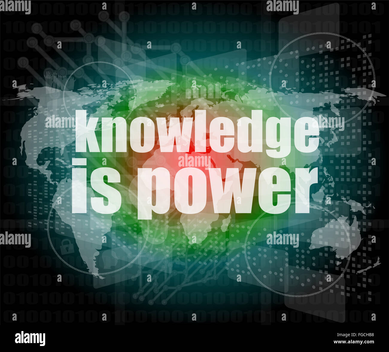 Education and learn concept: words knowledge is power on digital screen ...