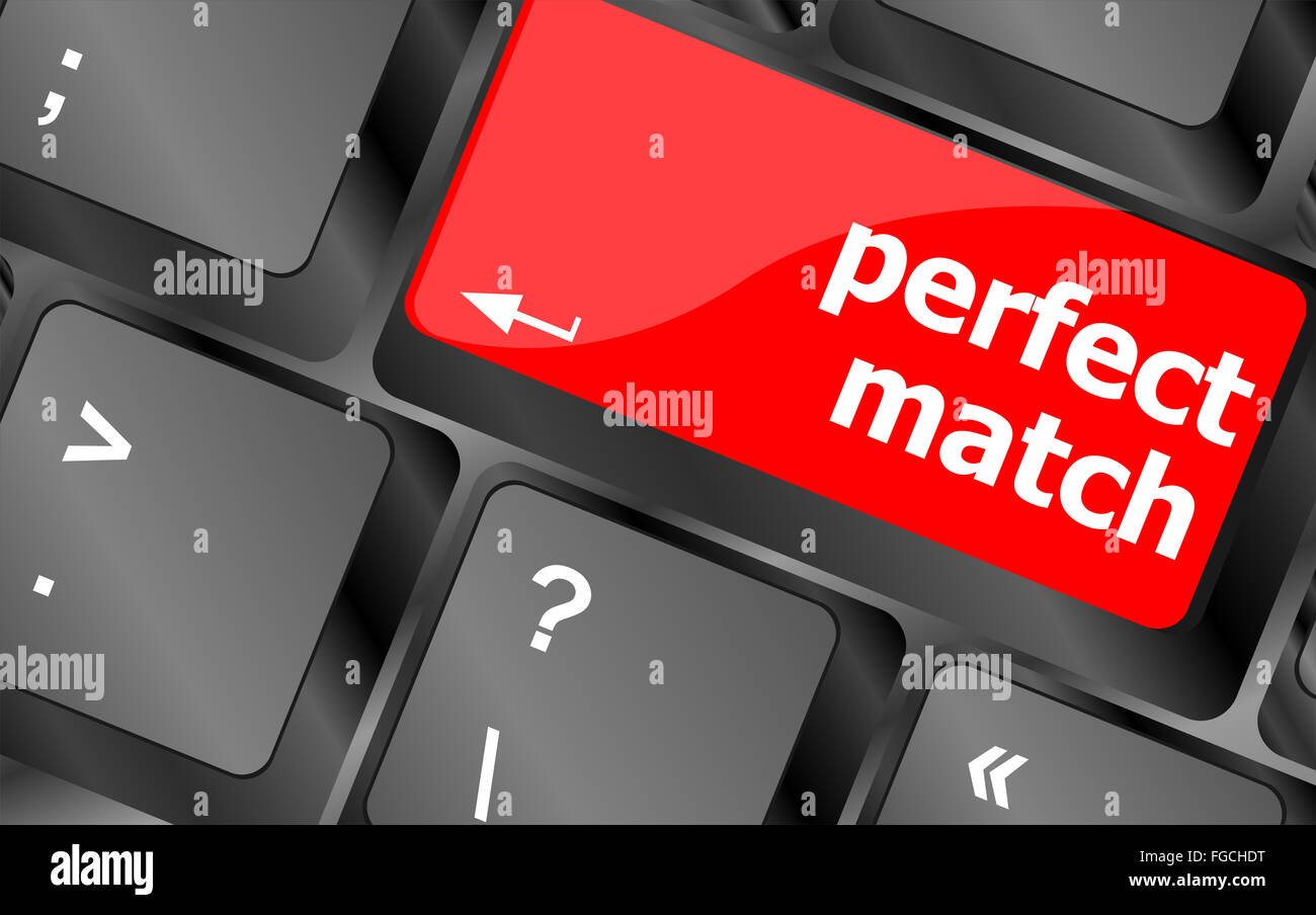 perfect match, keyboard with computer key button Stock Photo - Alamy