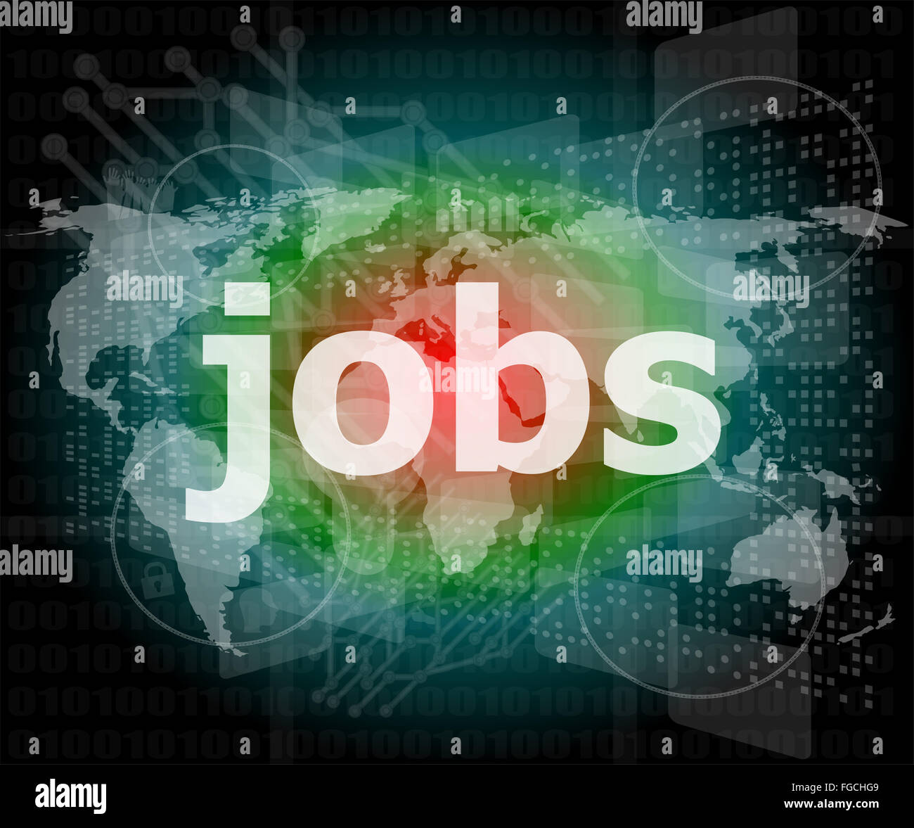 The word jobs on digital screen, social concept Stock Photo - Alamy