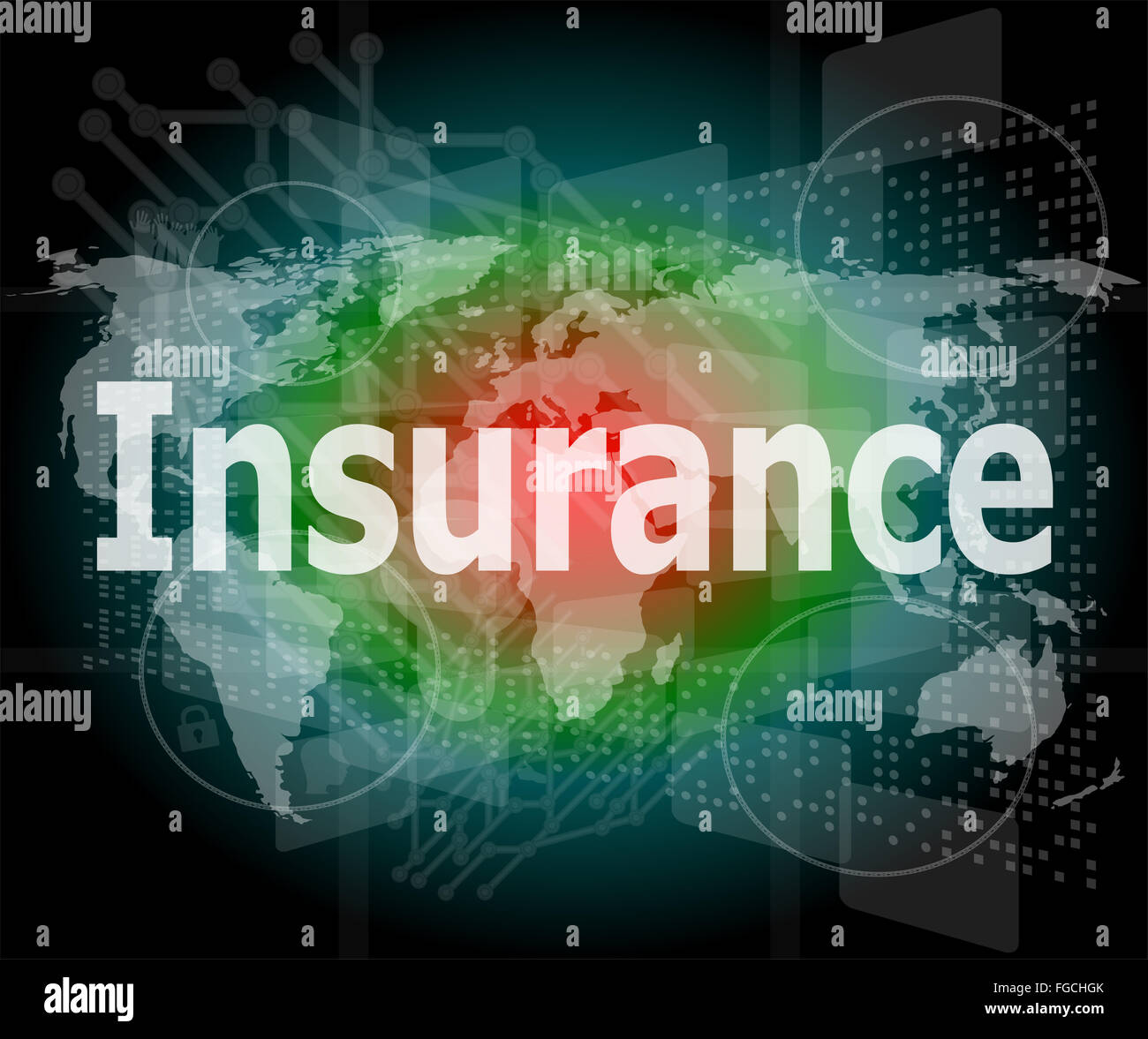 The word insurance on digital screen, business concept Stock Photo - Alamy