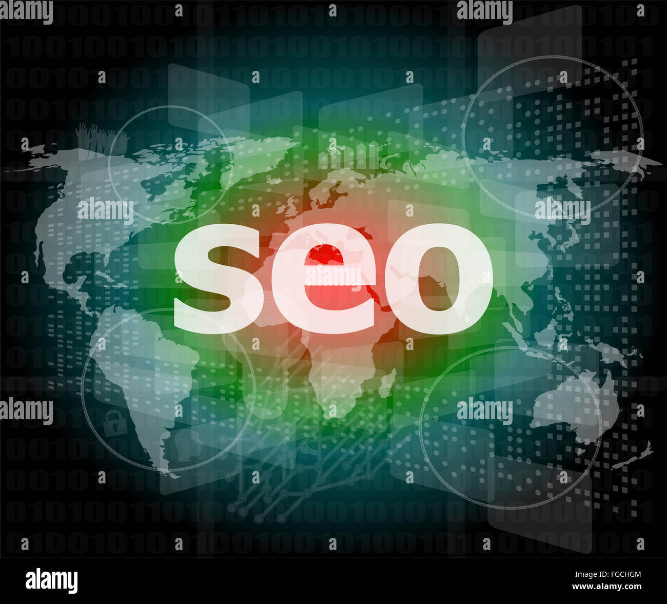 The word seo on digital screen, it concept Stock Photo - Alamy