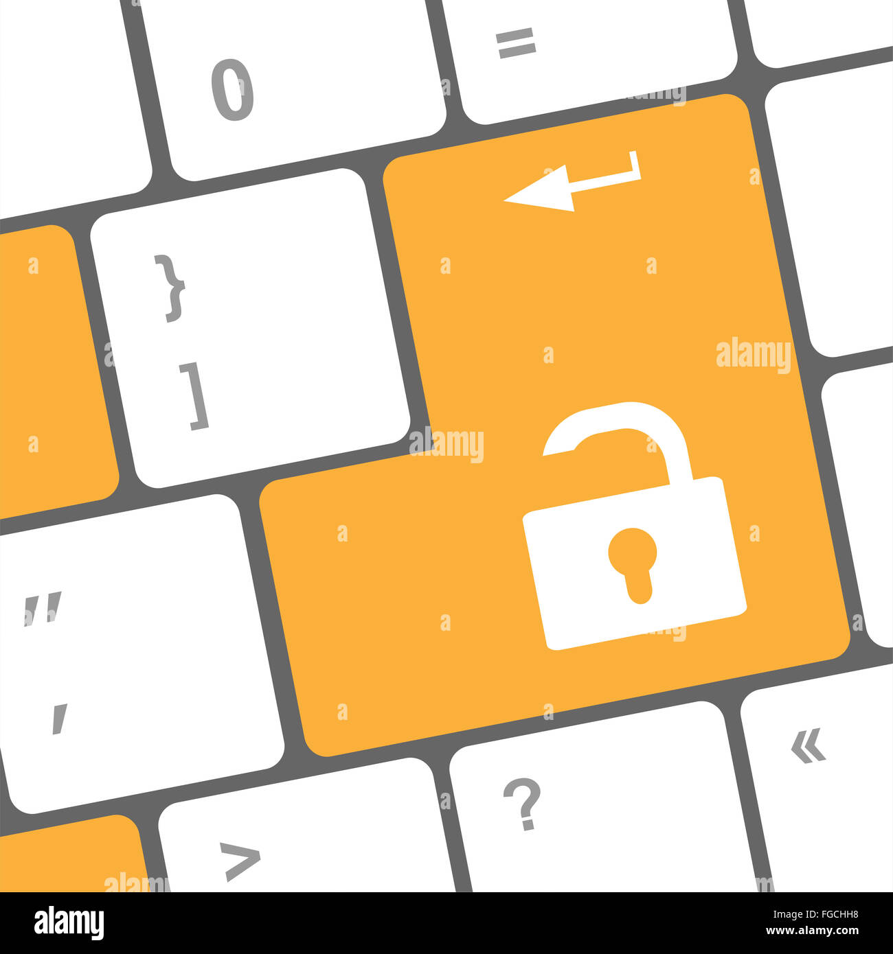 open lock button on the keyboard key Stock Photo - Alamy