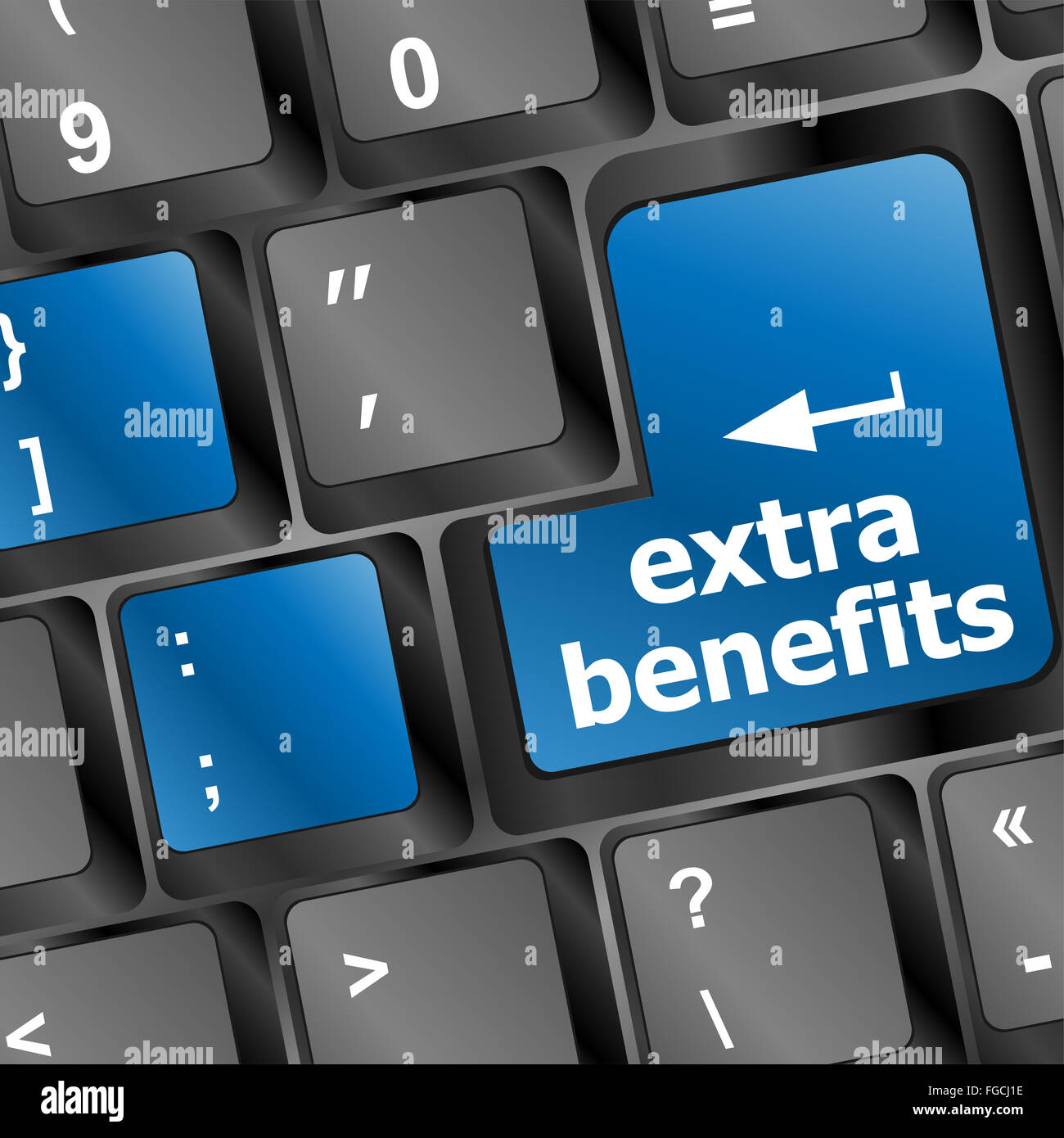 extra benefits button on keyboard - business concept Stock Photo - Alamy