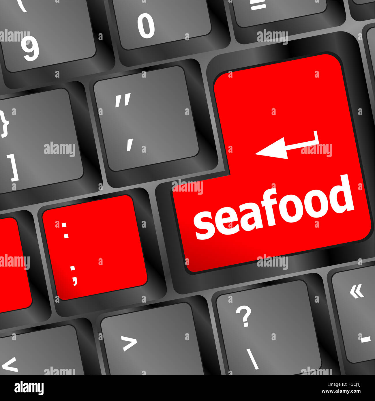 keyboard key layout with sea food button Stock Photo - Alamy