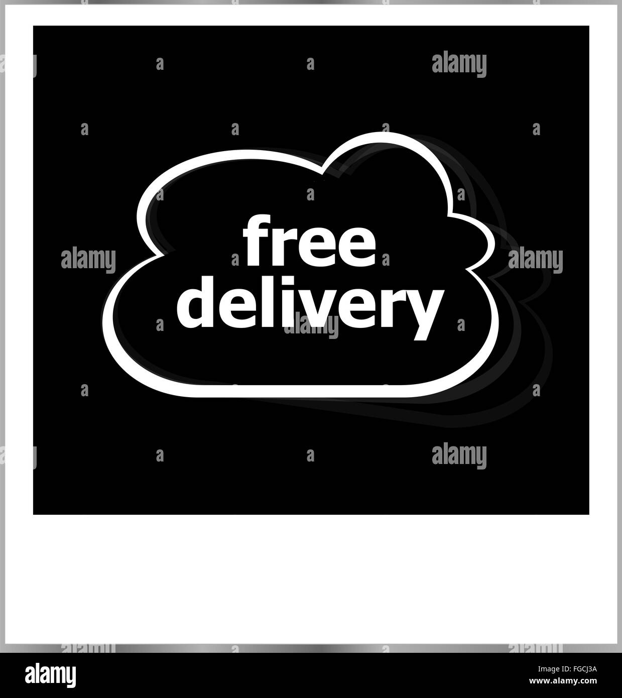 free delivery word business concept, photo frame isolated on white ...