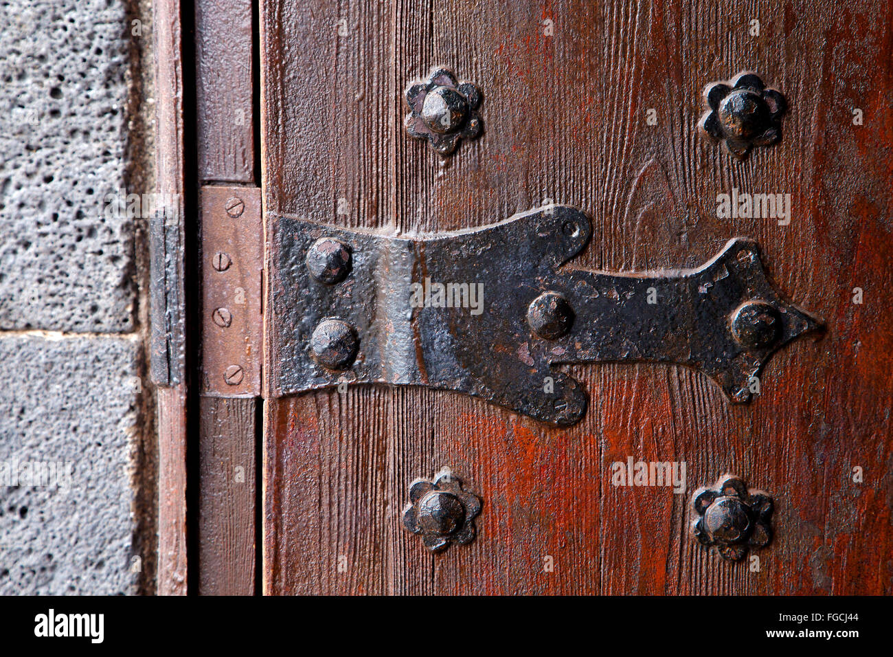 castle lock spain knocker lanzarote abstract door wood in the red brown ...