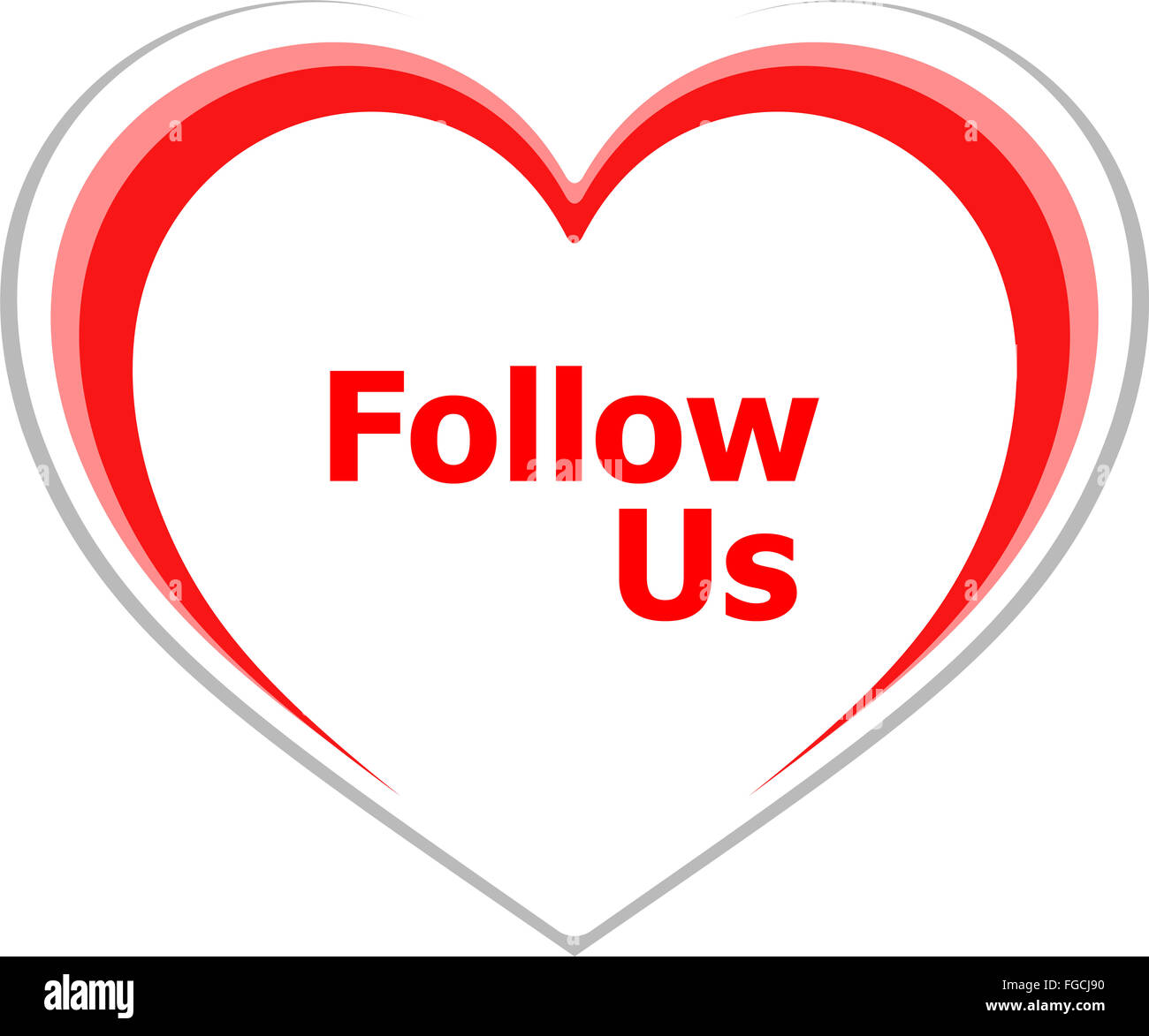 marketing concept, follow us word on love heart Stock Photo - Alamy