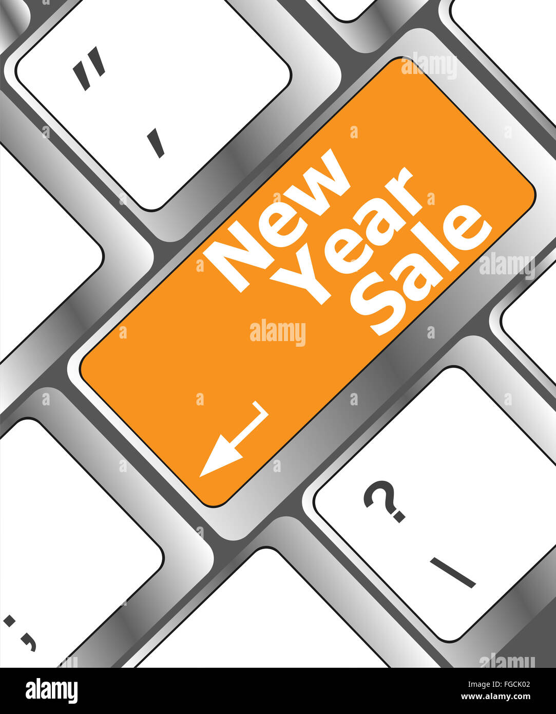 Computer keyboard with holiday key - new year sale Stock Photo - Alamy