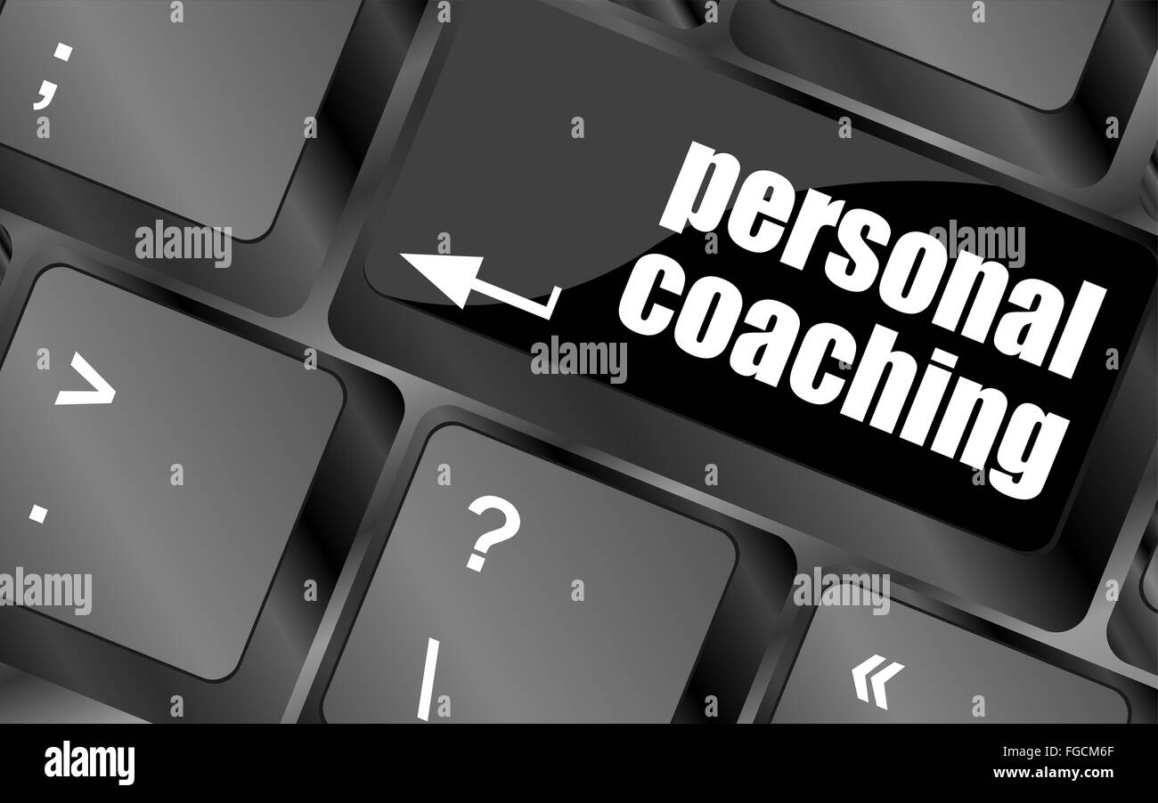 Keyboard key with enter button personal coaching Stock Photo - Alamy