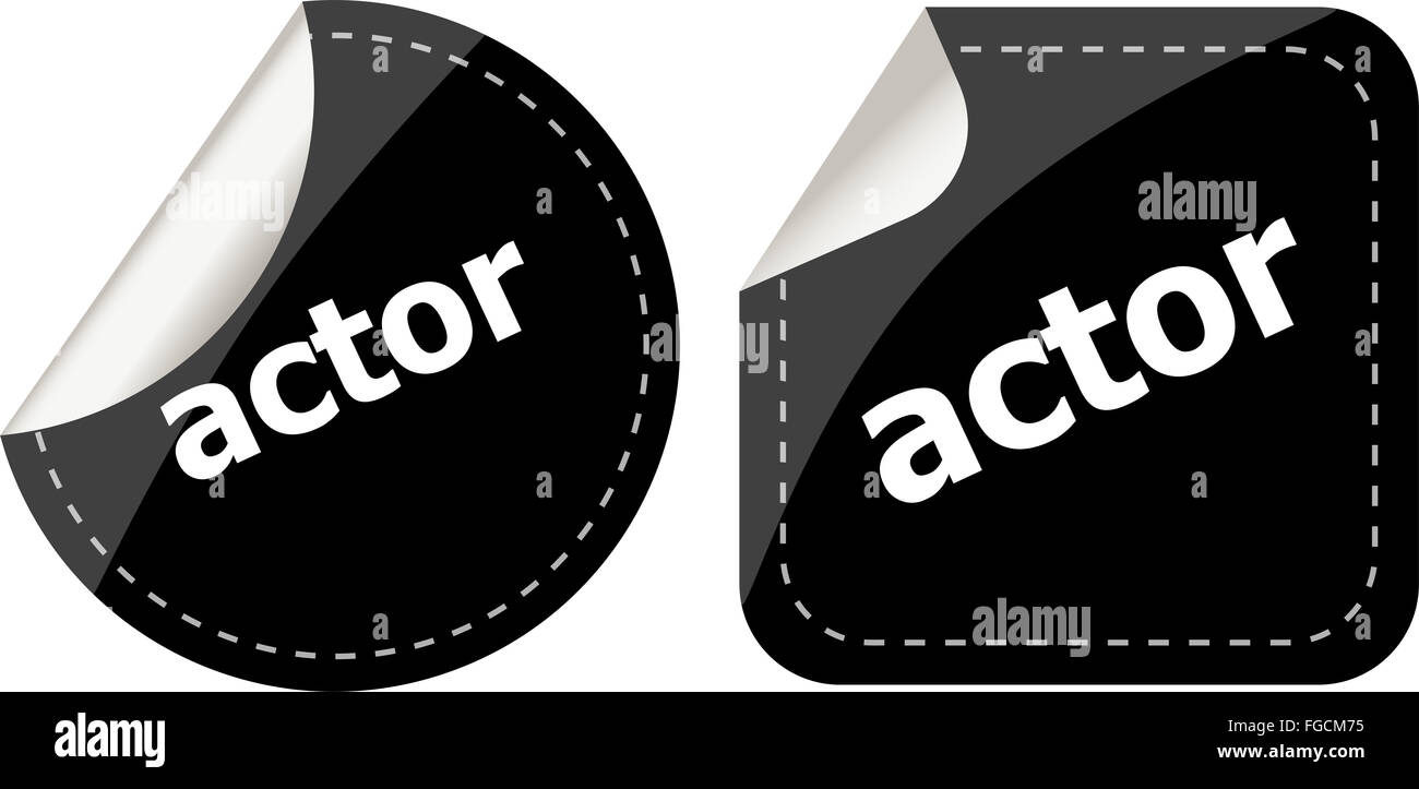 actor black stickers set, icon button Stock Photo - Alamy