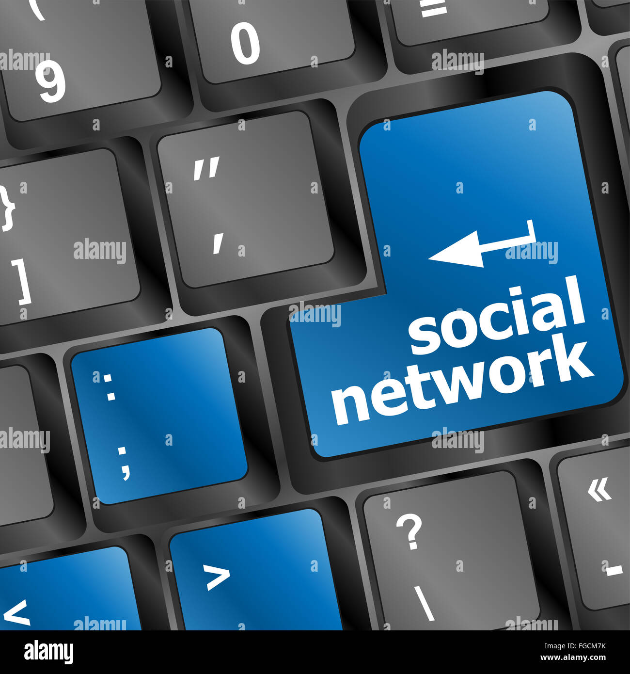 Social network keyboard key button Stock Photo - Alamy