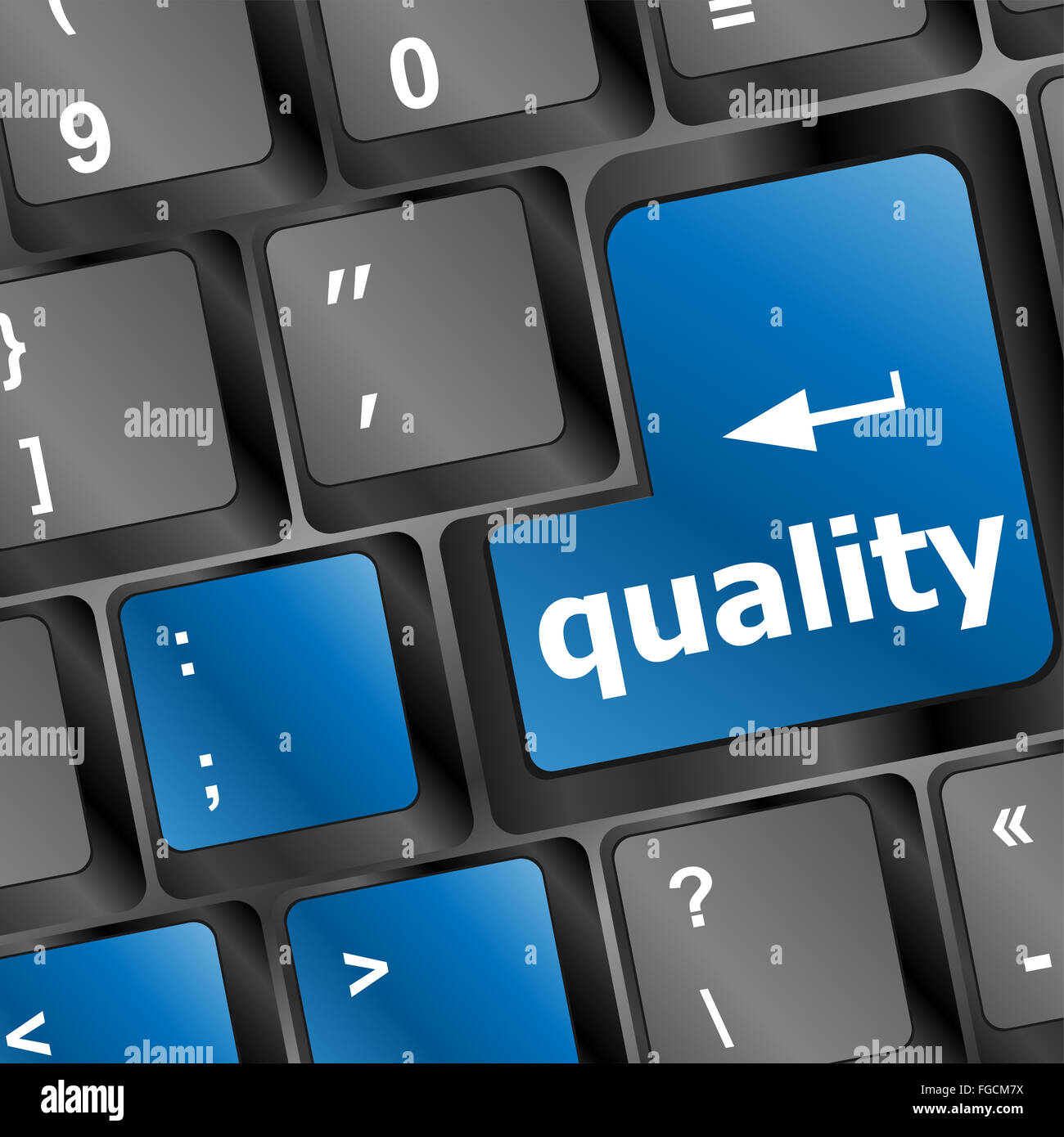 quality button on computer keyboard showing business concept Stock ...