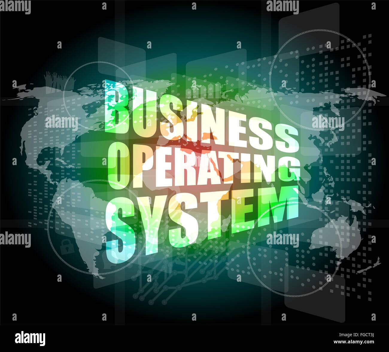 business operating system word on digital touch screen Stock Photo - Alamy