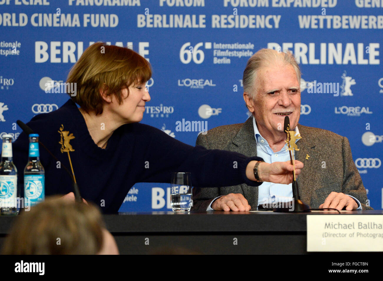 Berlin, Germany. 18th Feb, 2016. Sherry Hormann and Michael Ballhaus ...