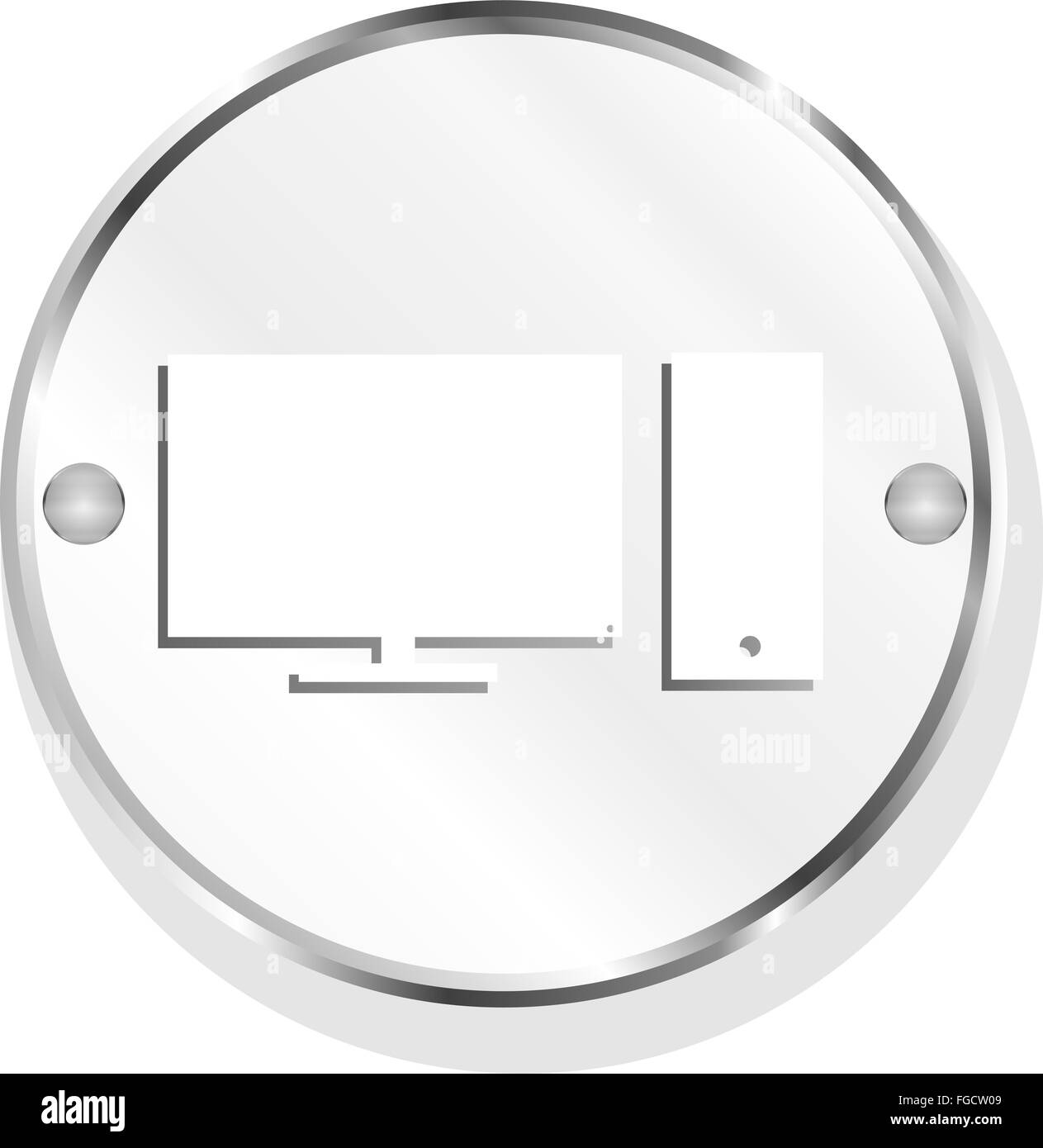 computer pc icon button isolated on white Stock Photo - Alamy