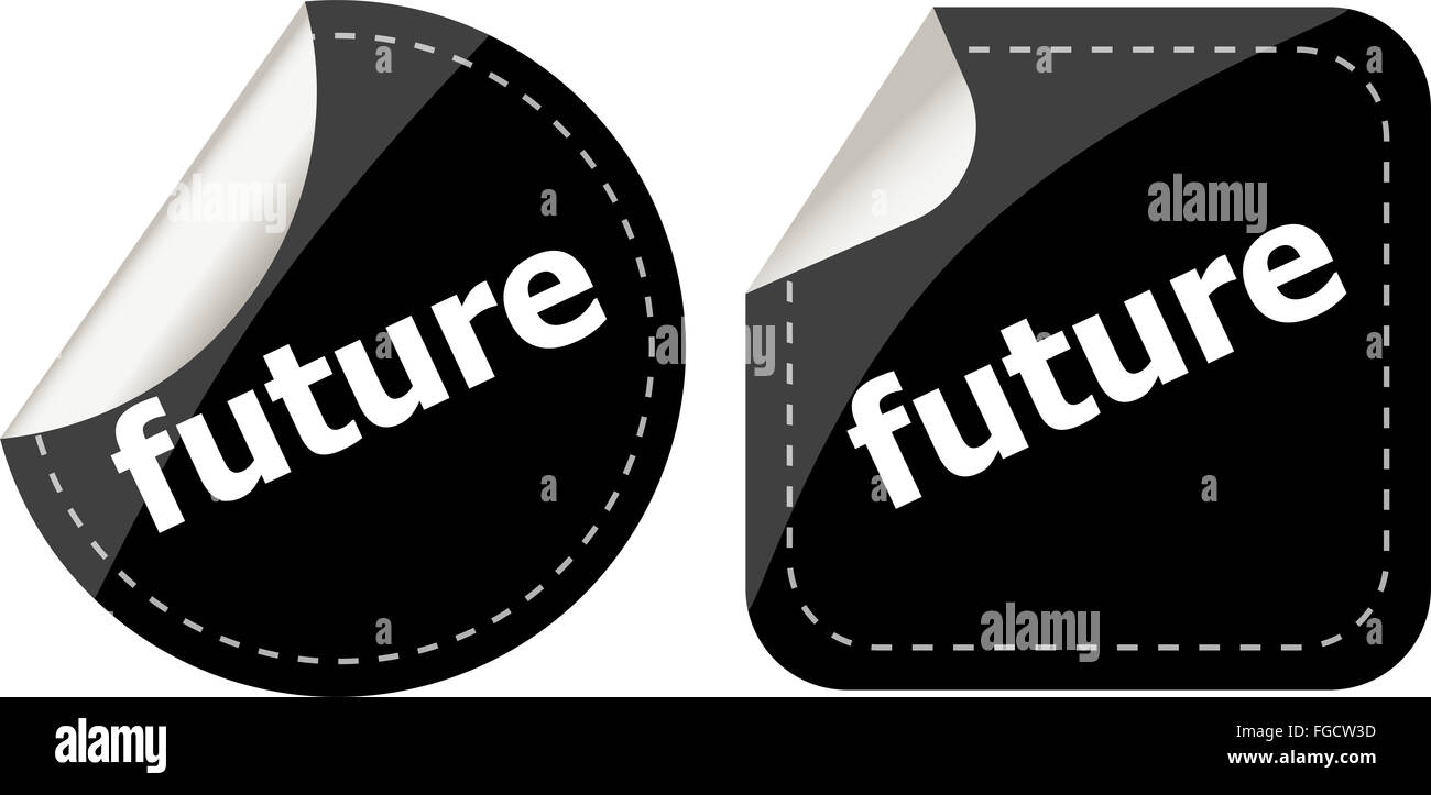 black future stickers set on white, icon button Stock Photo - Alamy