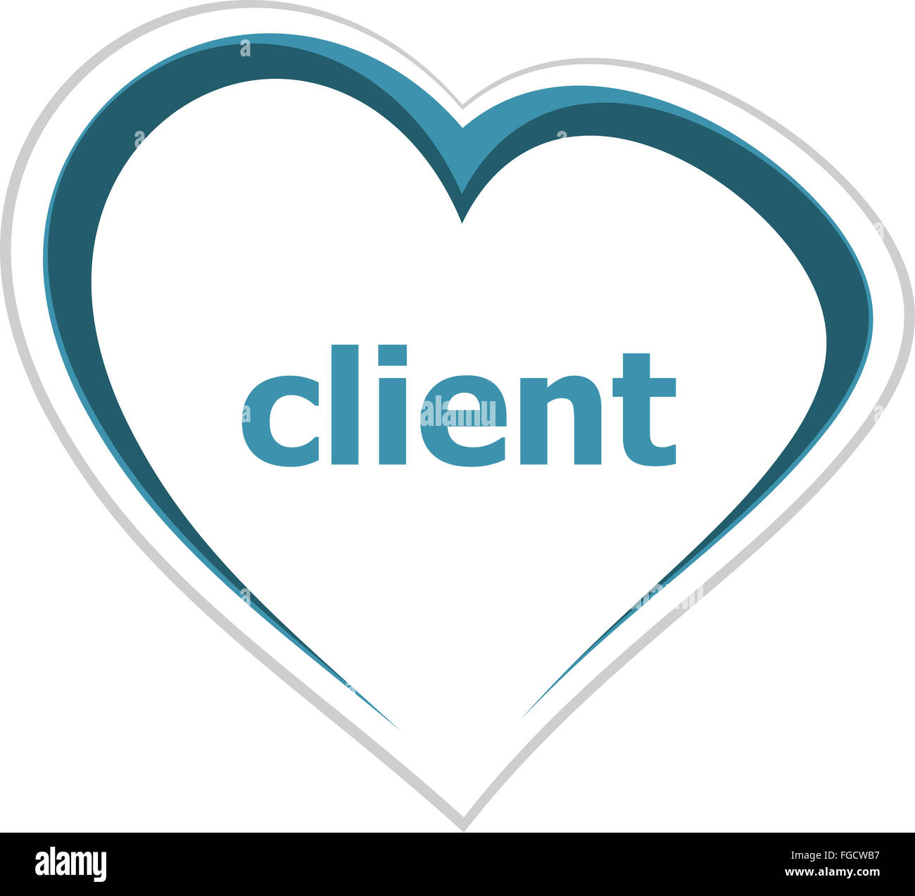 marketing concept, client word on love heart Stock Photo - Alamy
