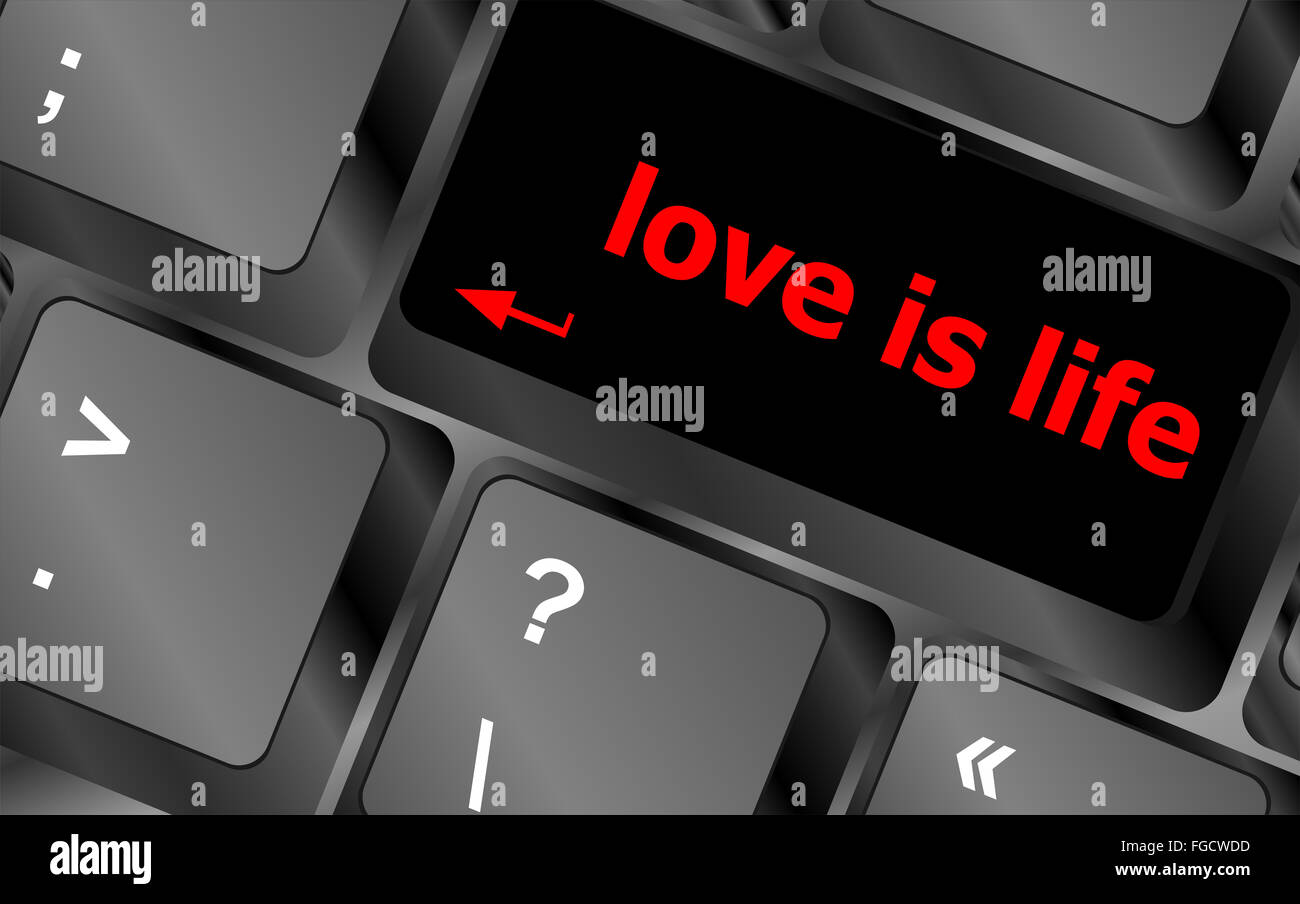 Modern keyboard with love is life text symbols Stock Photo - Alamy