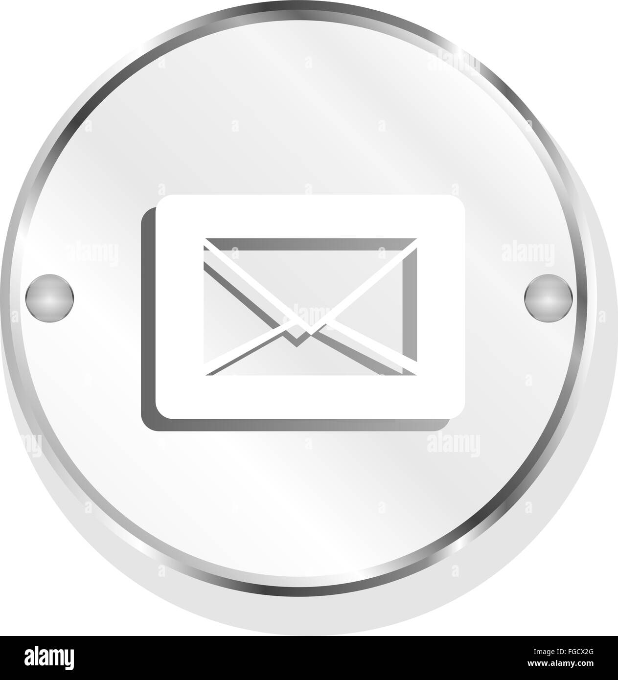mail envelope icon on glossy button isolated on white Stock Photo - Alamy