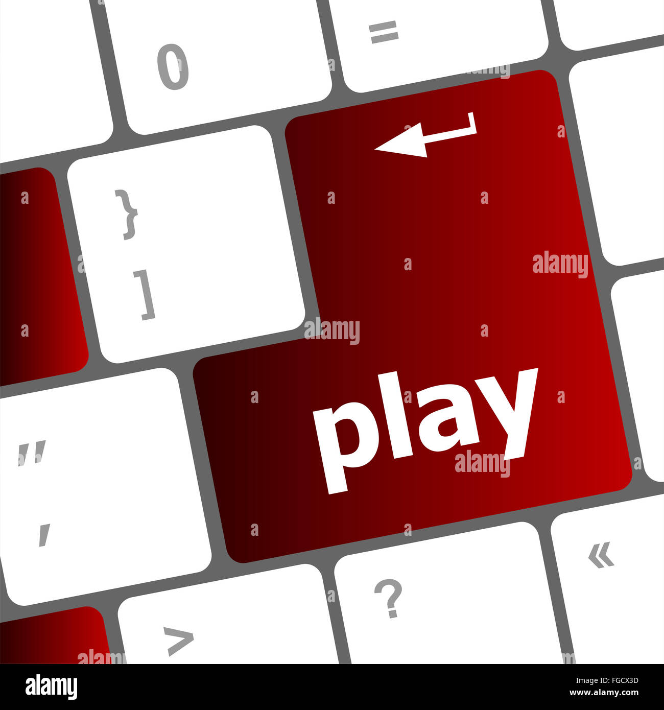 Play word on computer keyboard button Stock Photo - Alamy