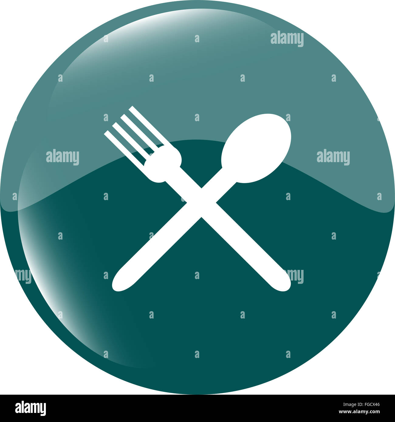 Food button, spoon and fork on web icon Stock Photo - Alamy