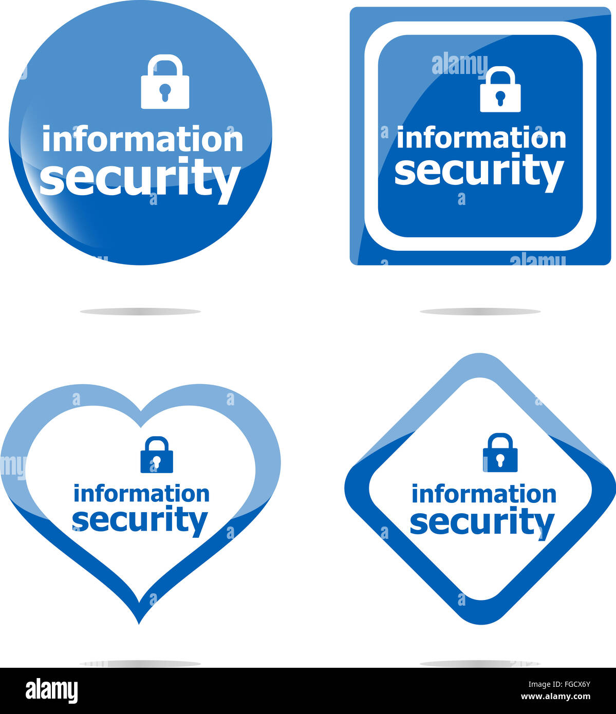 information security stickers label tag set isolated on white Stock ...