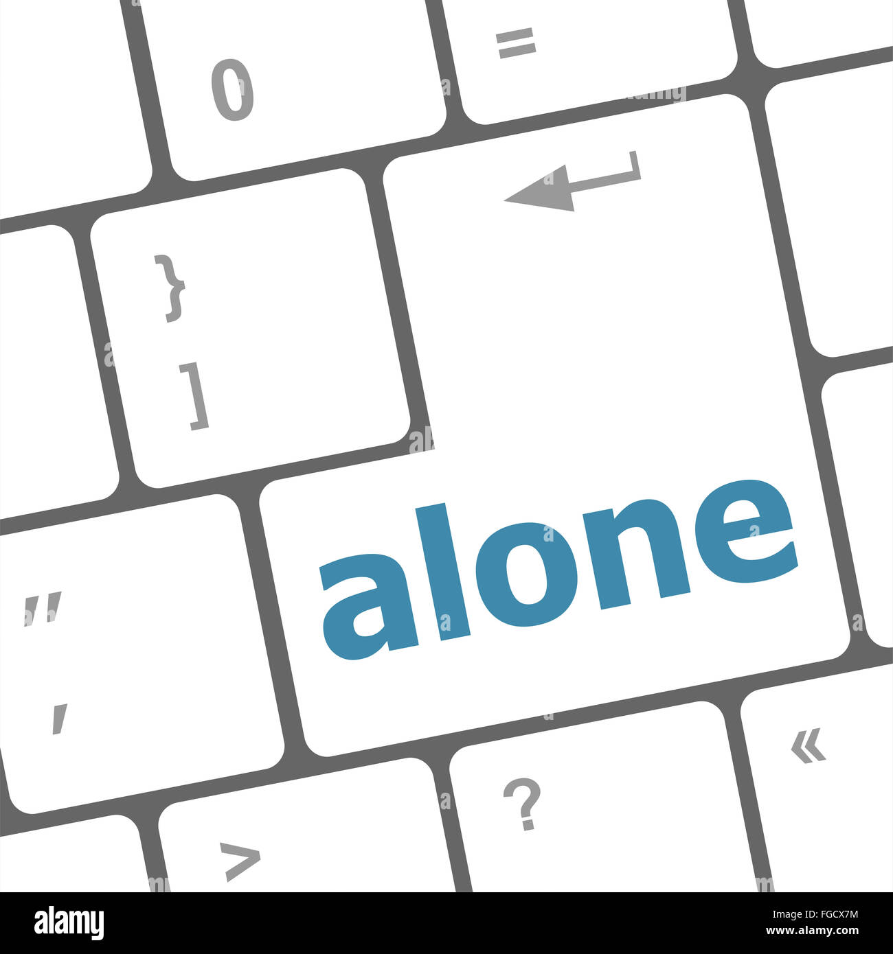 alone words concept with key on keyboard Stock Photo - Alamy
