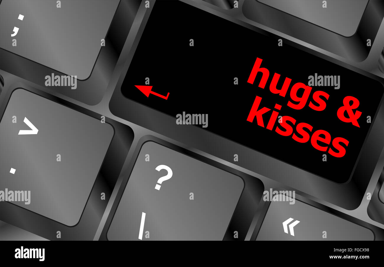 hugs and kisses words on computer keyboard keys Stock Photo - Alamy